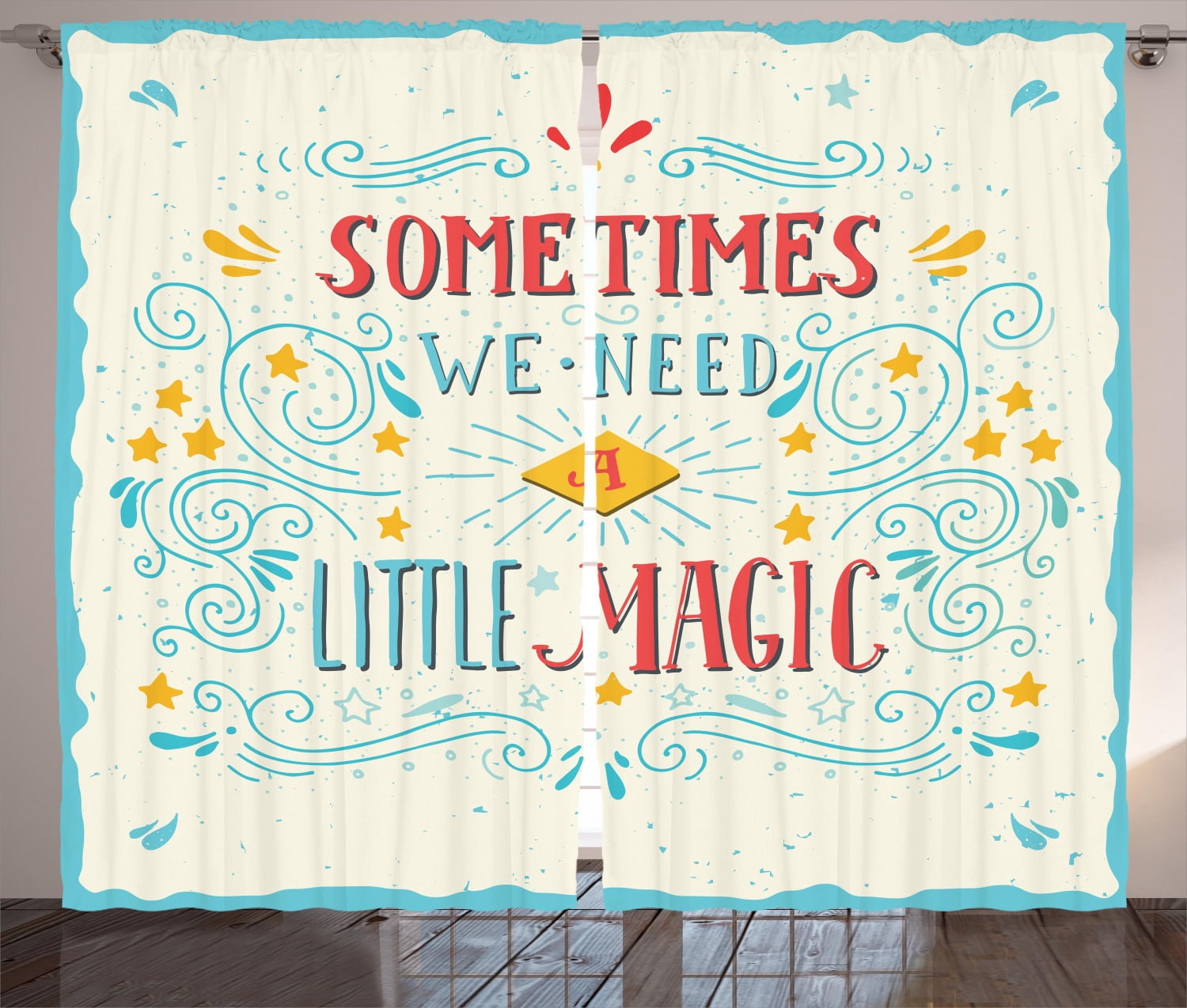 Ambesonne Inspirational Curtains 2 Panel Set, Magic Words Art, 108" x ...