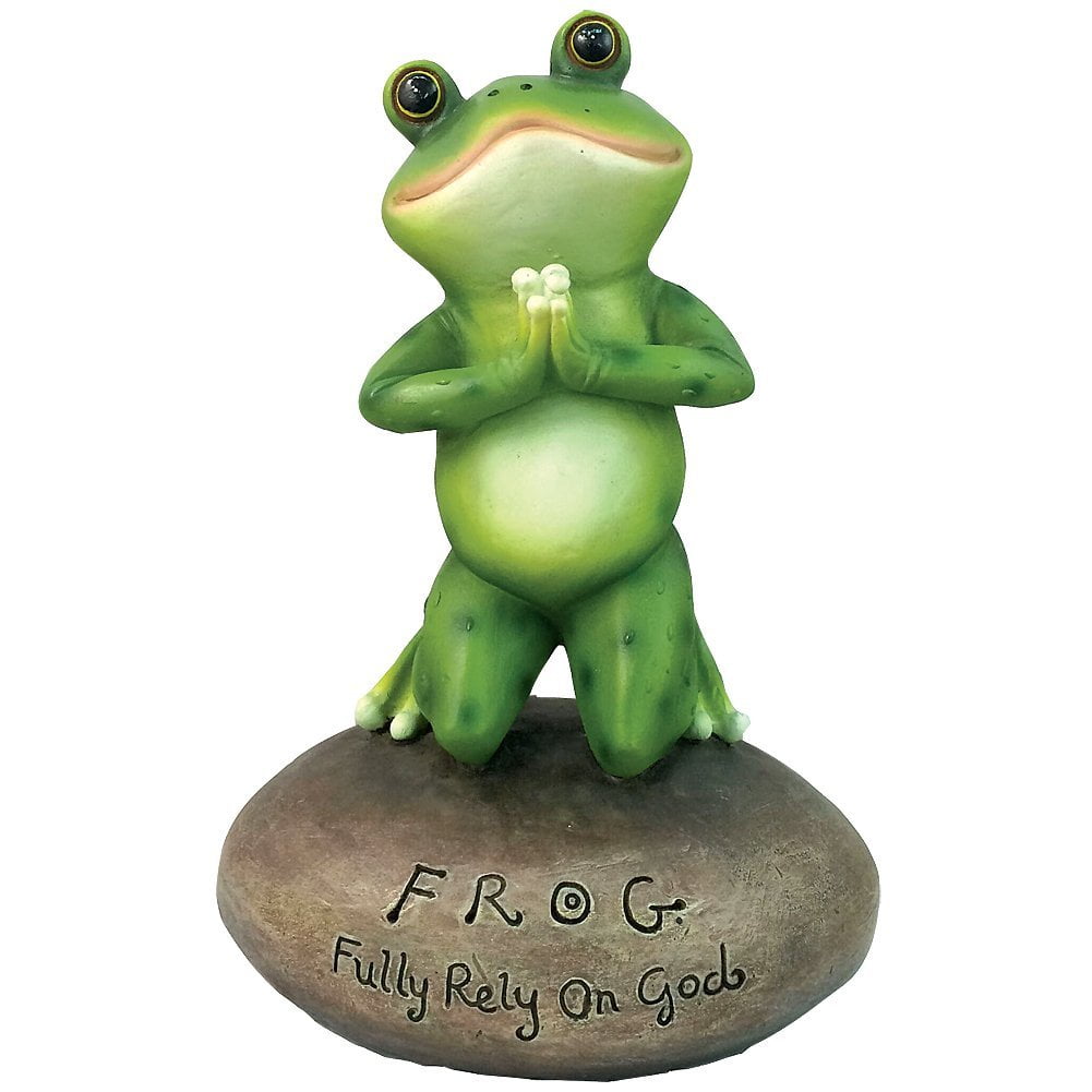 Inspirational Cute Praying Frog On Rock Statue By DWK | Novelty ...