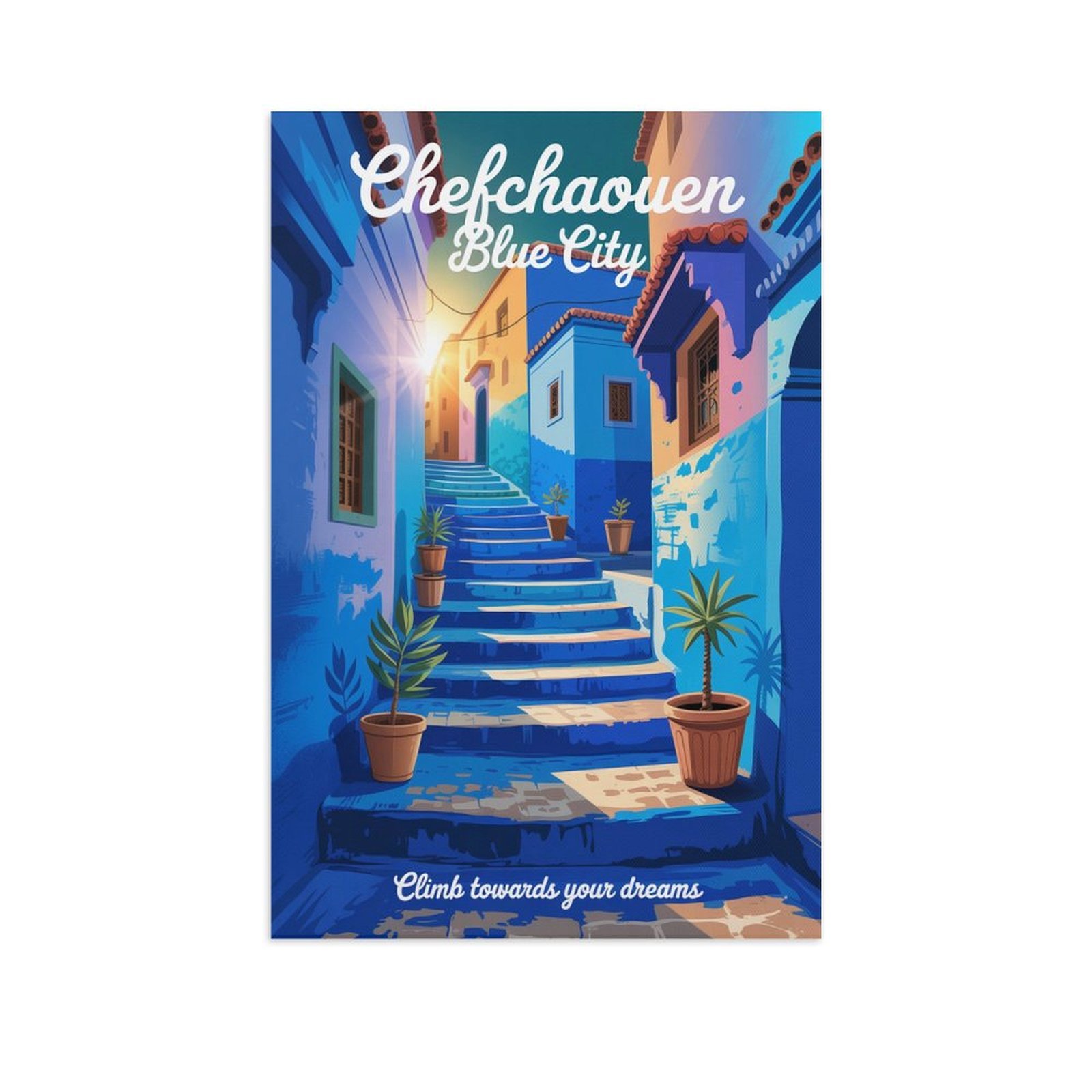 Inspirational Décor Chefchaouen Blue City Motivational Poster Climb ...