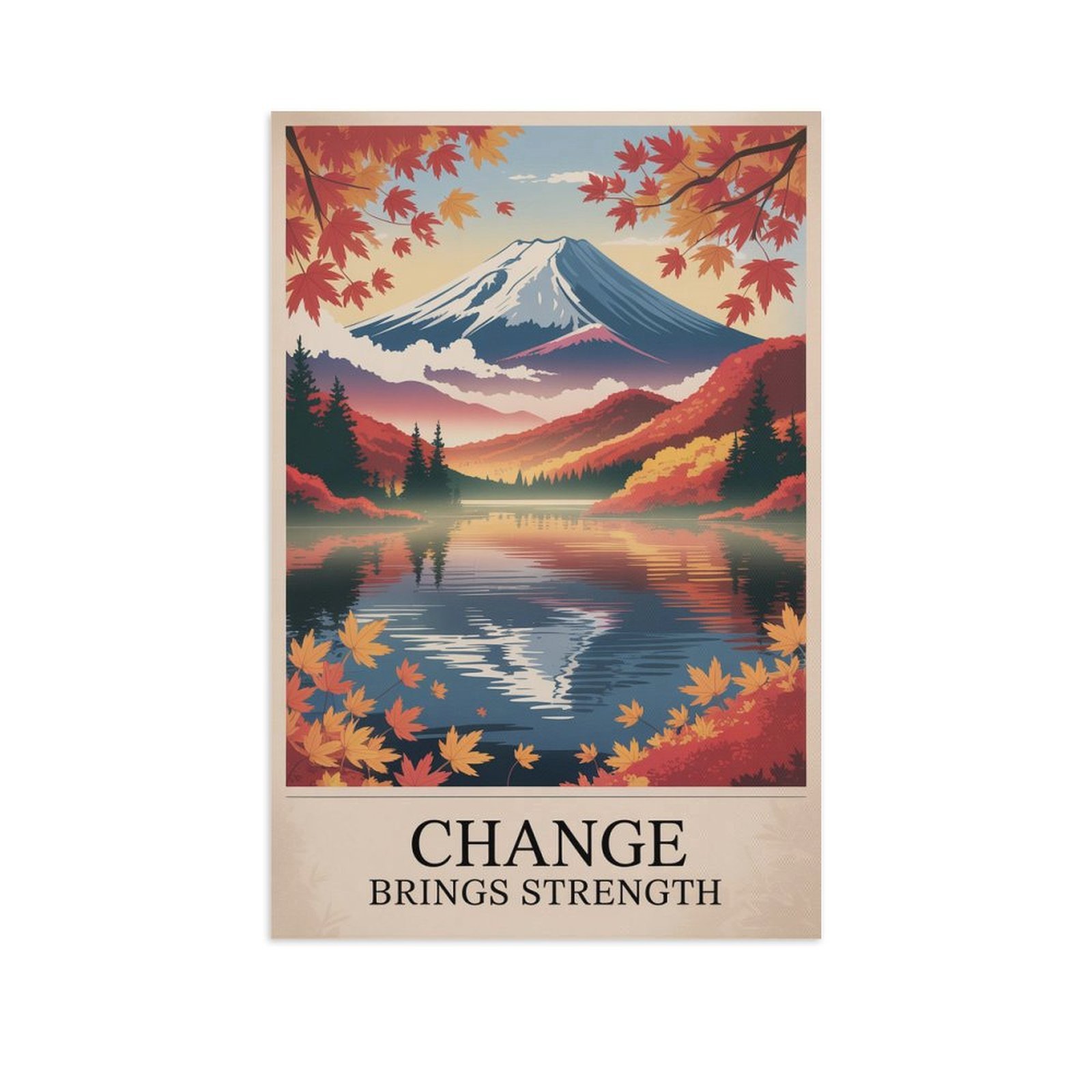 Inspirational Décor Mount Fuji Motivational Poster Change Brings ...
