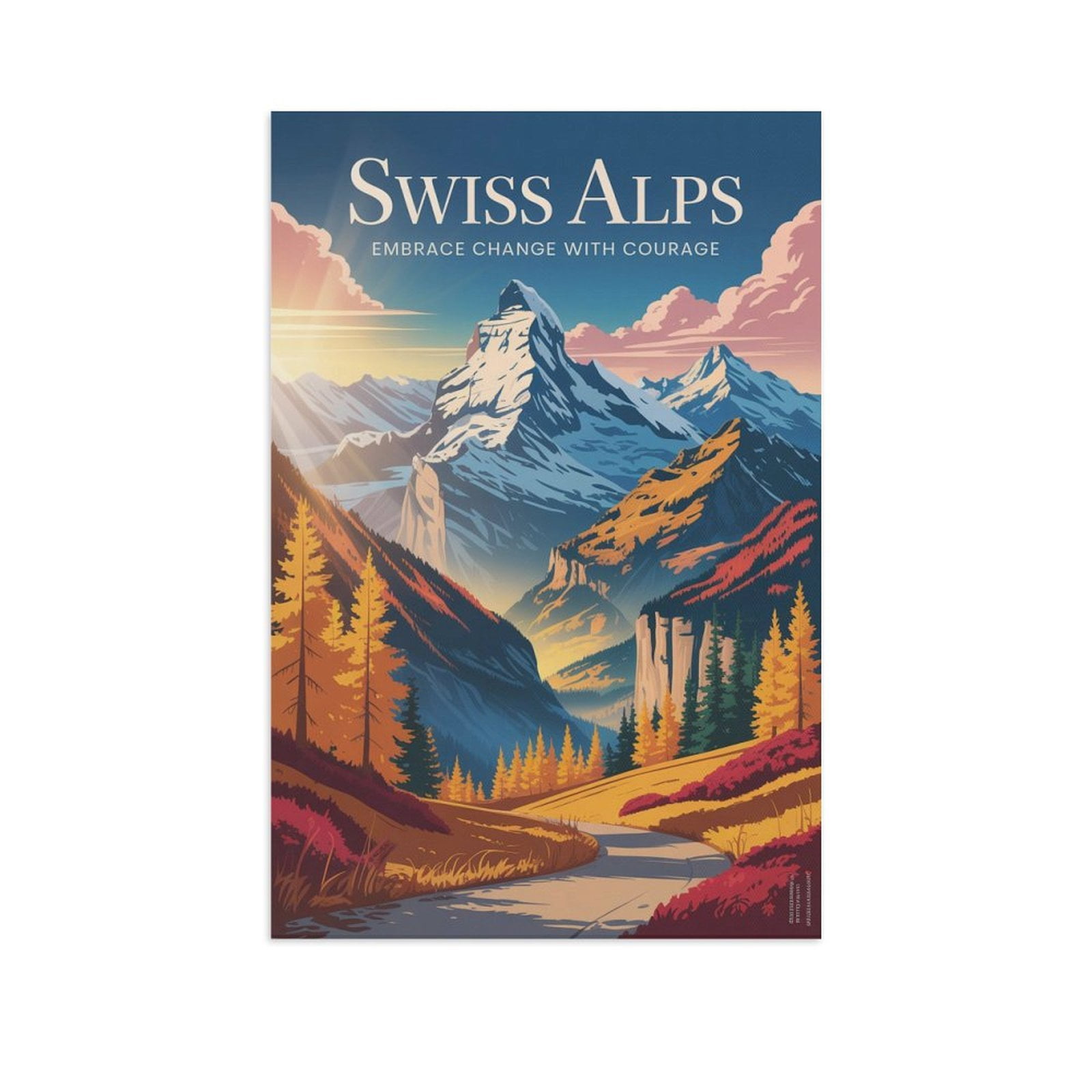 Inspirational Décor Swiss Alps Motivational Poster Embrace Change with ...