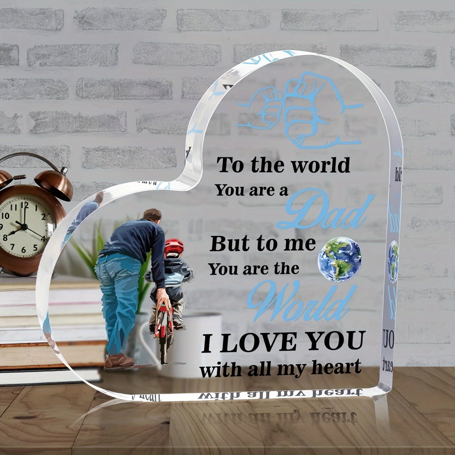Inspirational Dad Acrylic Plaque - Heart-Shaped Keepsake Paperweight ...