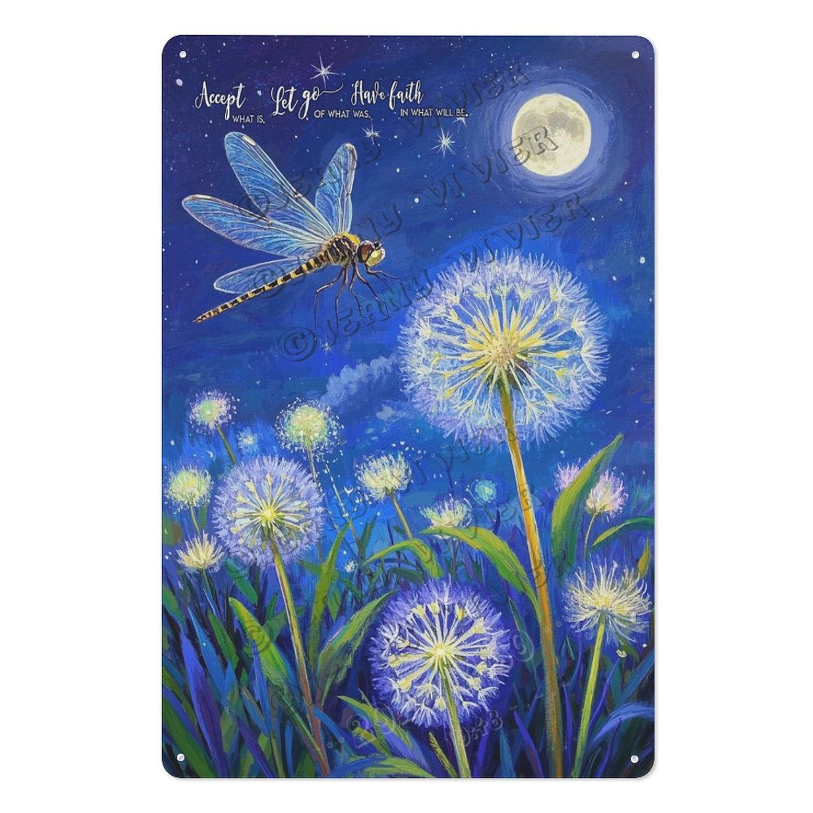 Inspirational Dandelion Metal Tin Sign Wall Art – Motivational Quote ...