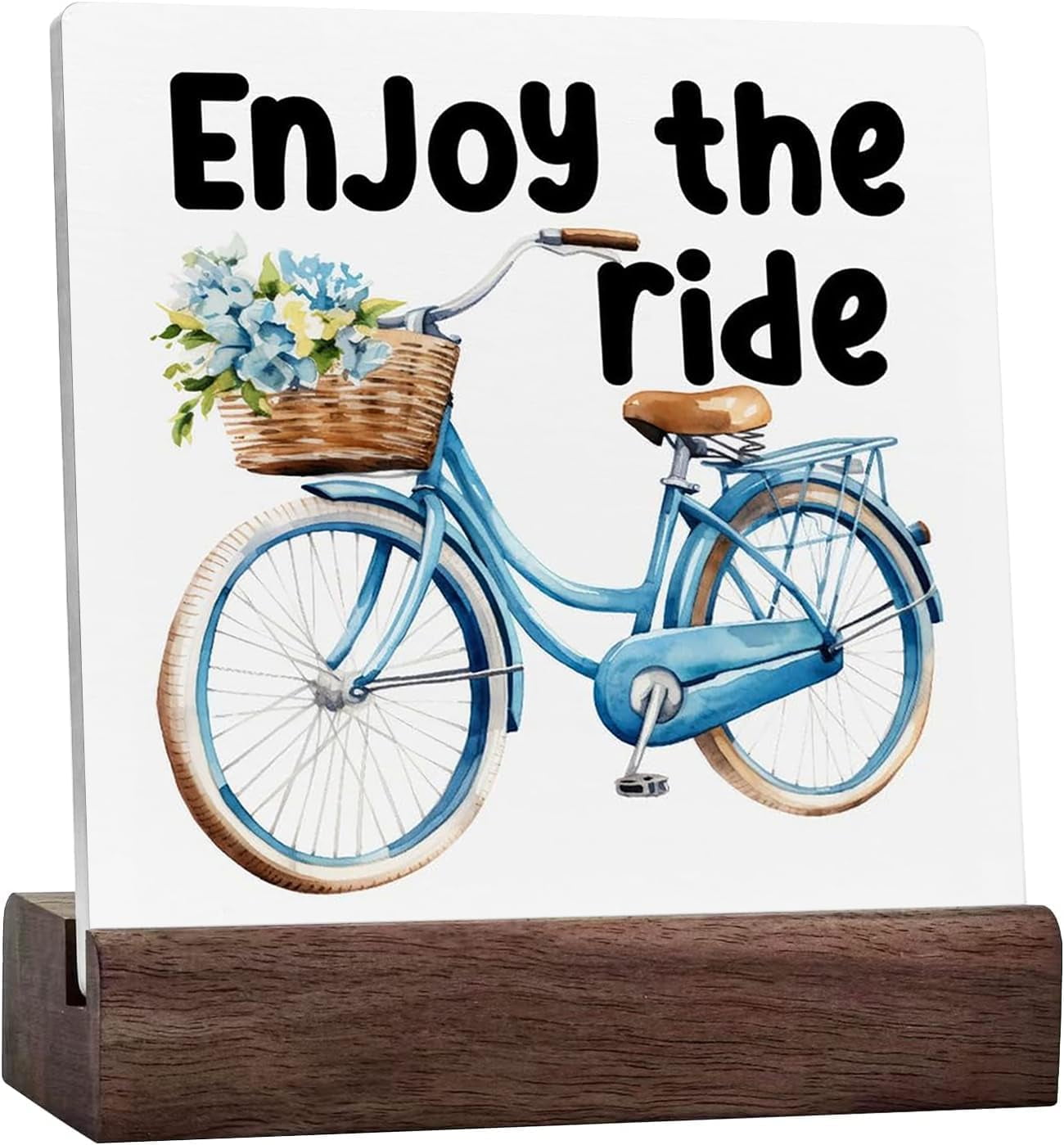 Inspirational Decor Farmhouse Enjoy The Ride Ceramic Table Sign Floral ...