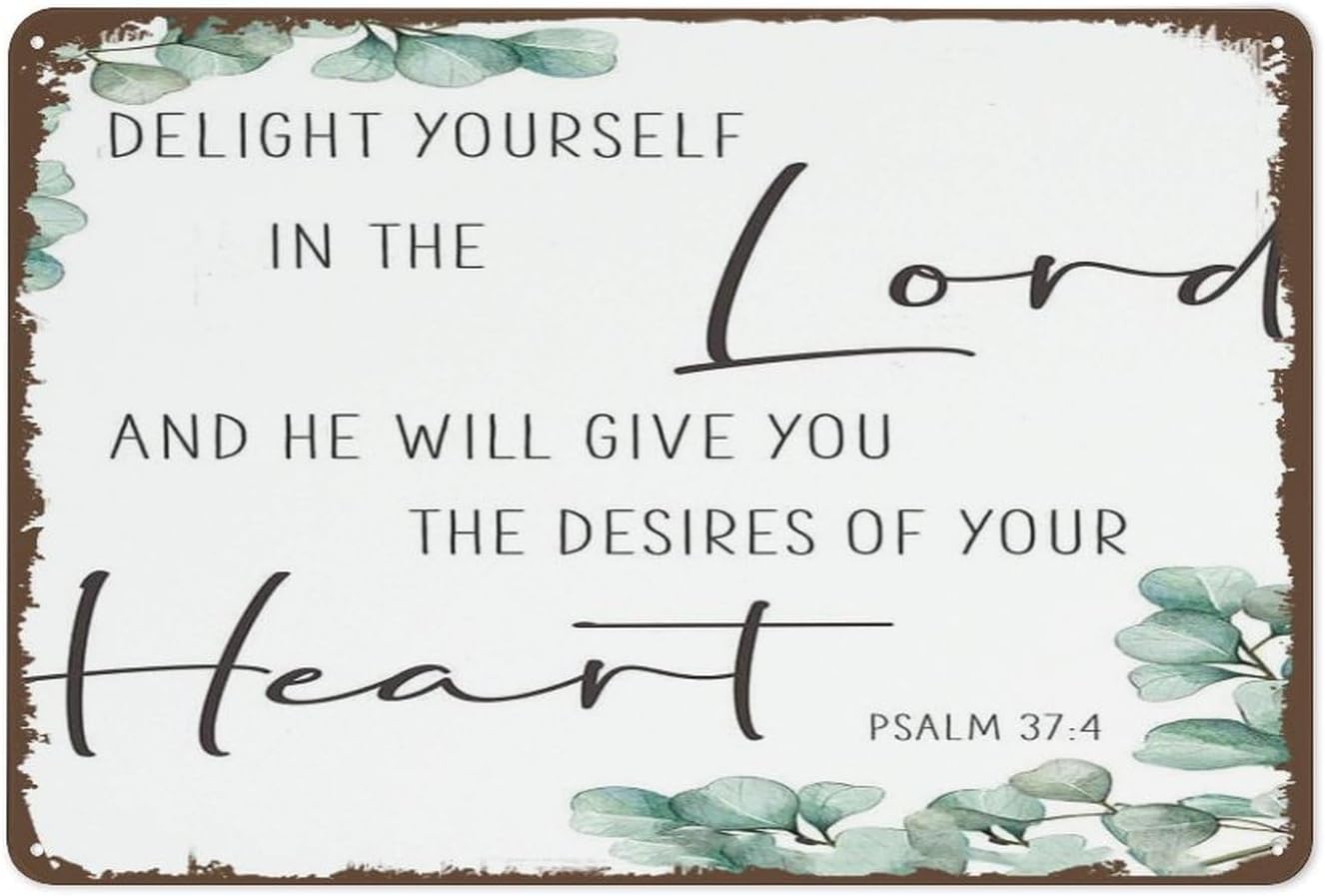 Inspirational Delight Yourself in the Lord Bible Verse Metal Sign ...