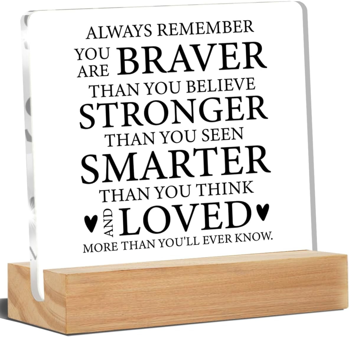 Inspirational Desk Decor, Motivational Desk Signs Always Remember You Are Braver Acrylic Desk ...
