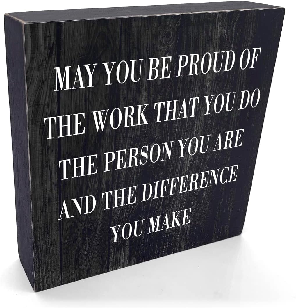 Inspirational Desk Decor Wooden Box Sign Thank You Employee ...