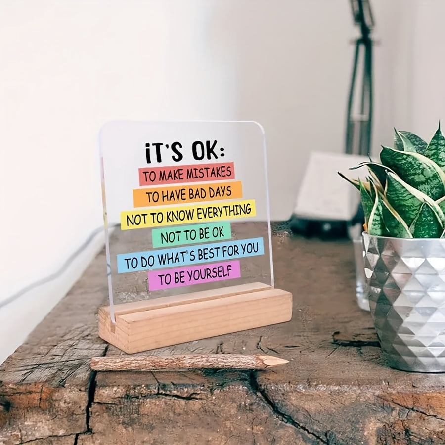 [Inspirational Desk Sign] Inspirational Acrylic Desk Sign With Wood ...
