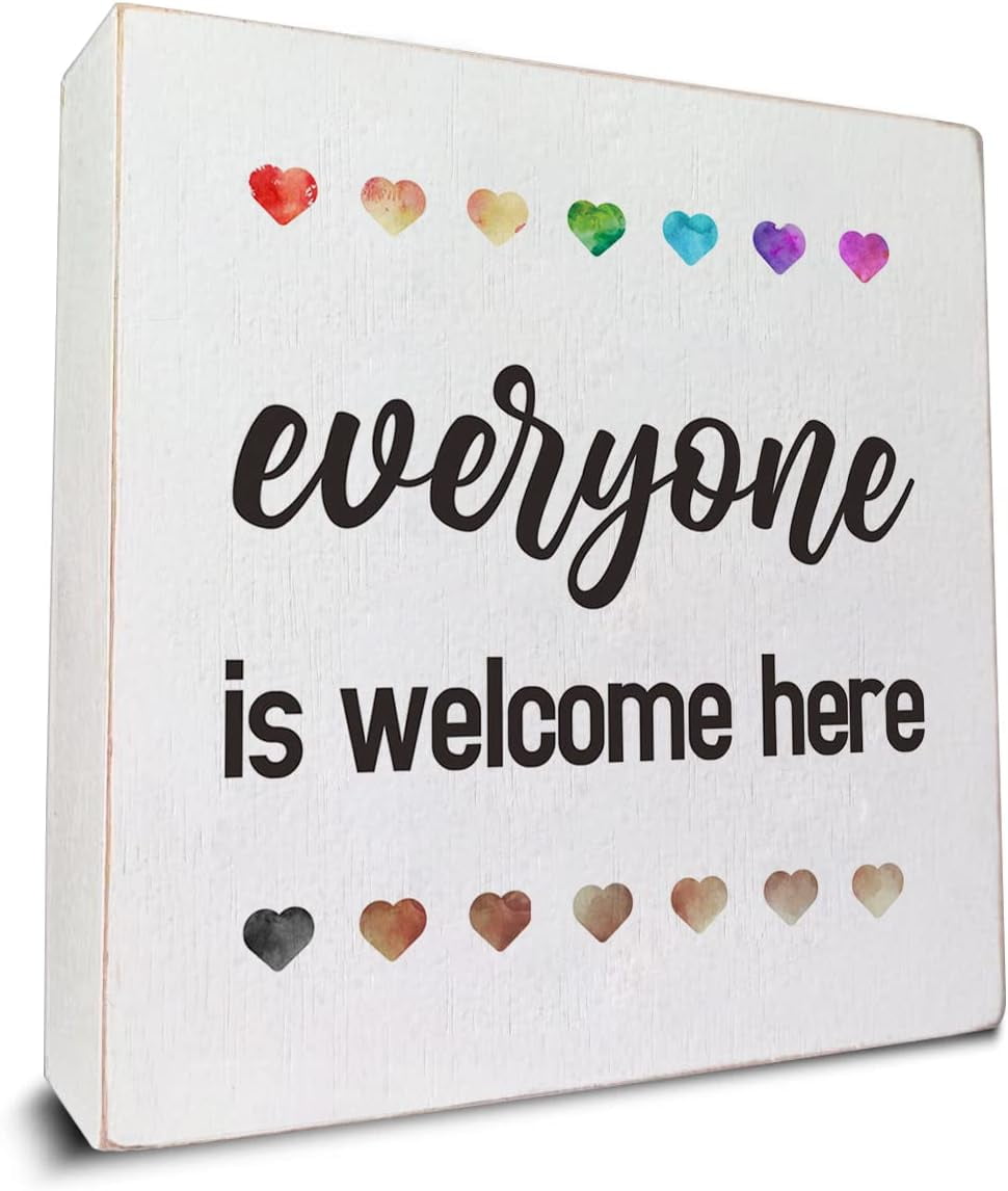 Inspirational Diversity Quote Everyone is Welcome Here Wooden Box Sign ...