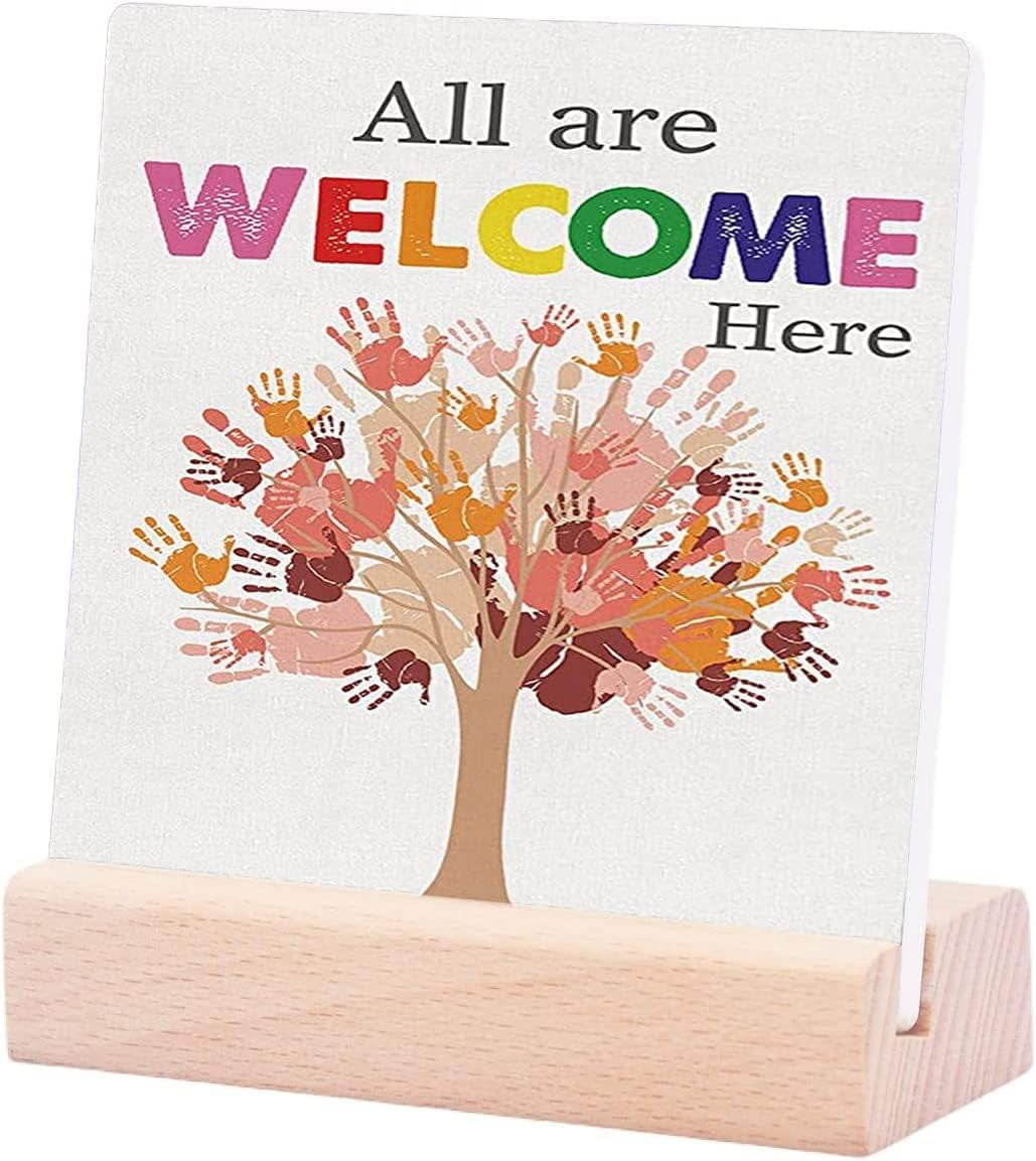 Inspirational Diversity Wall Art All are Welcome Here Watercolor ...