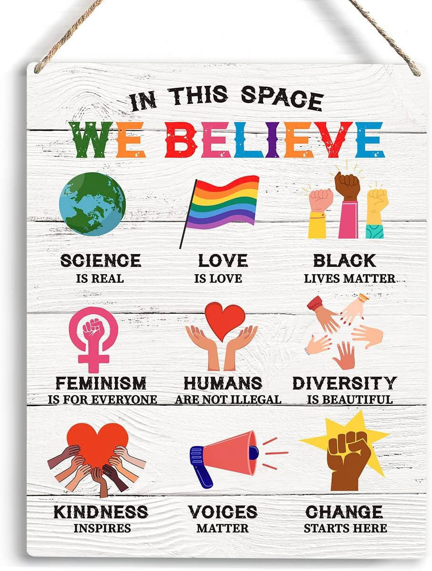 Inspirational Diversity Wall Art In This Space We Believe Decor School ...