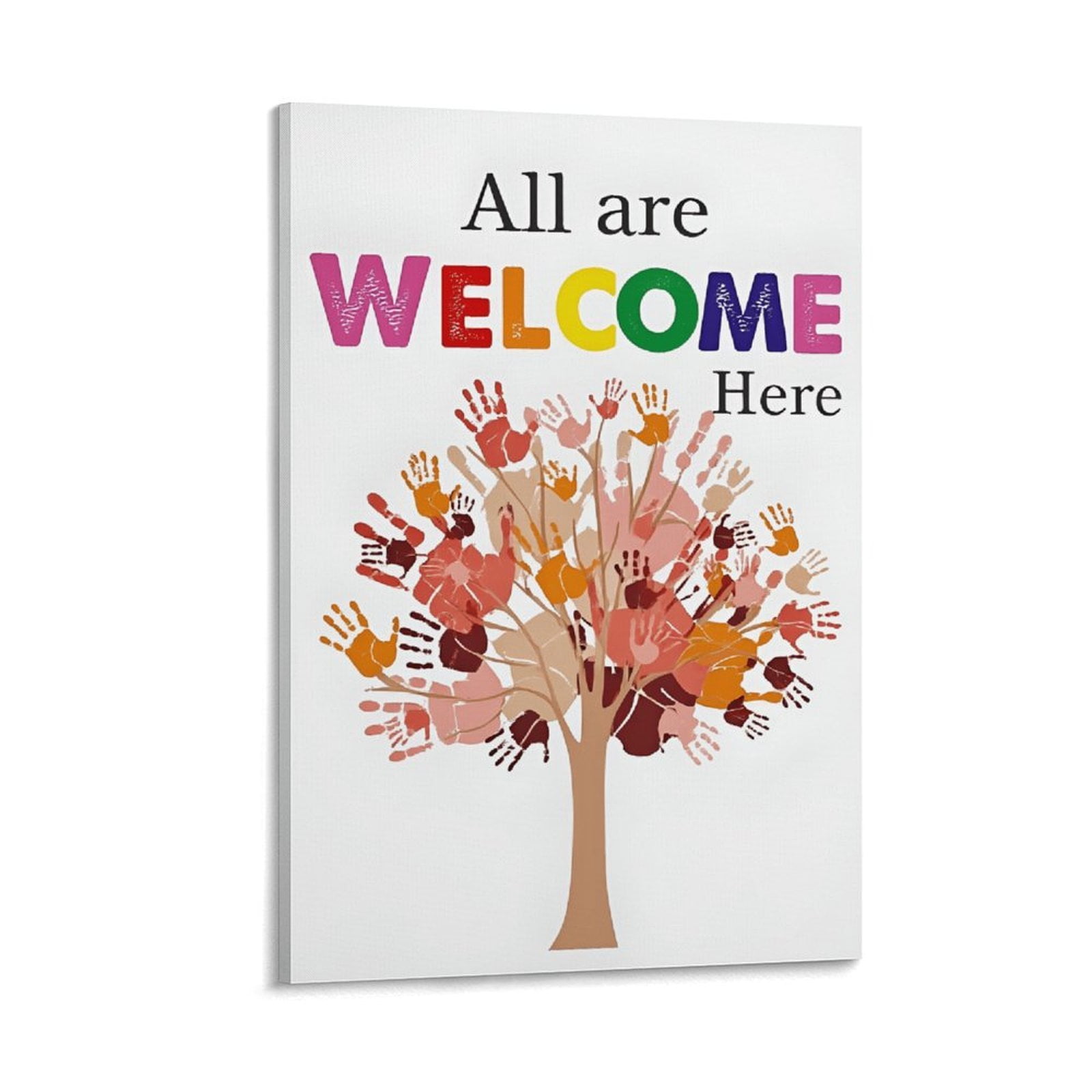 Inspirational Diversity Wall Art All Are Welcome Here Watercolor Canvas ...