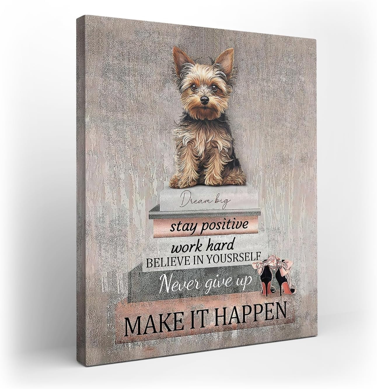 Inspirational Dog Canvas Wall Art Rustic Motivational Quotes Dog Books ...