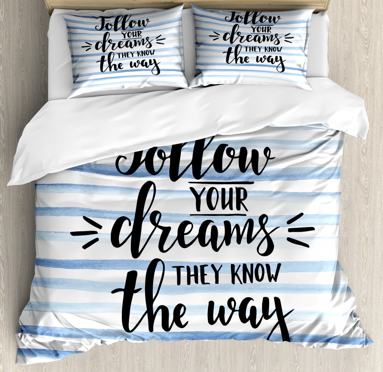 Inspirational Duvet Cover Set King Size, Follow Your Dreams Brush ...