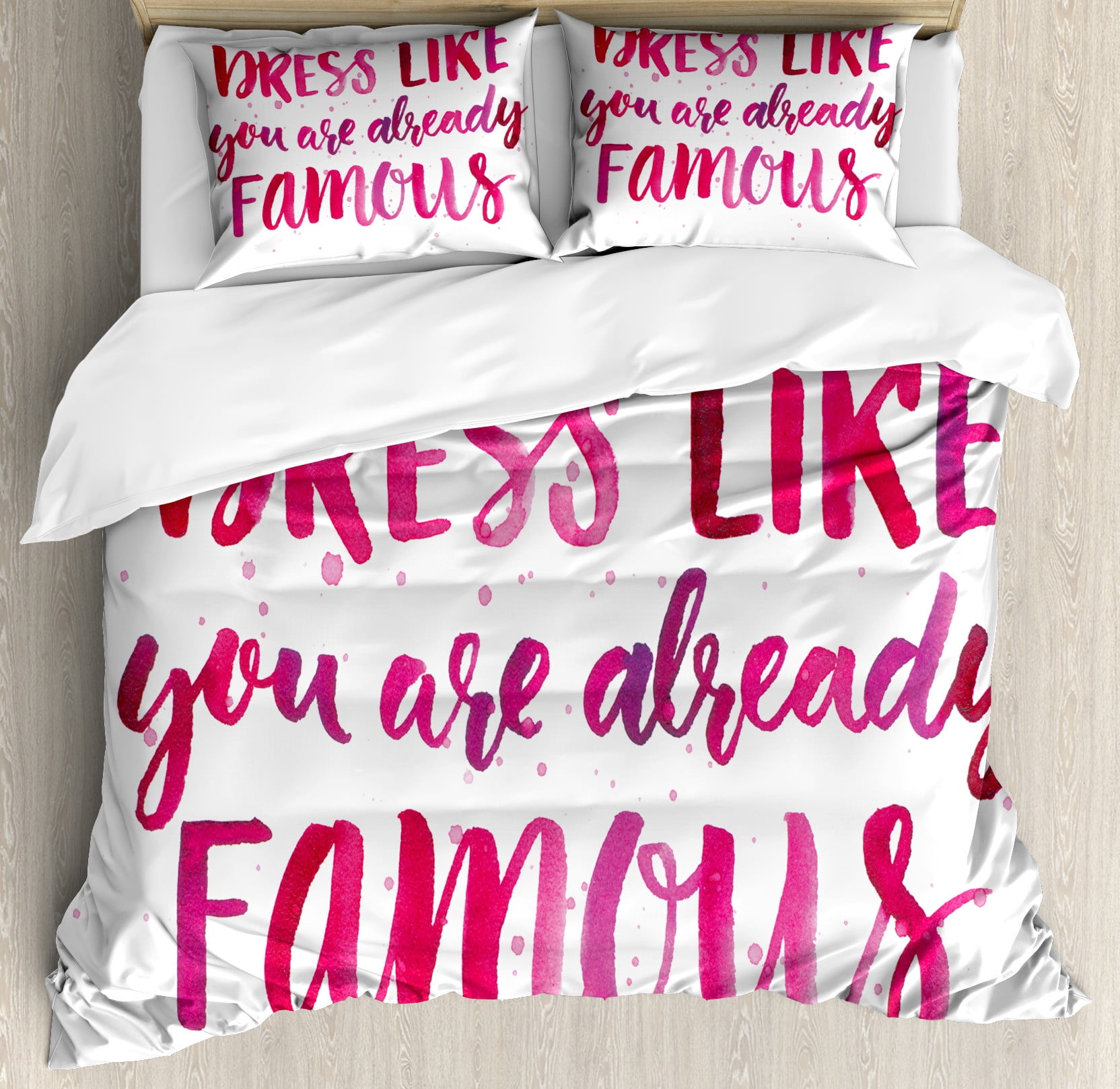 Inspirational Duvet Cover Set, Watercolor Words About Fashion Clothes ...