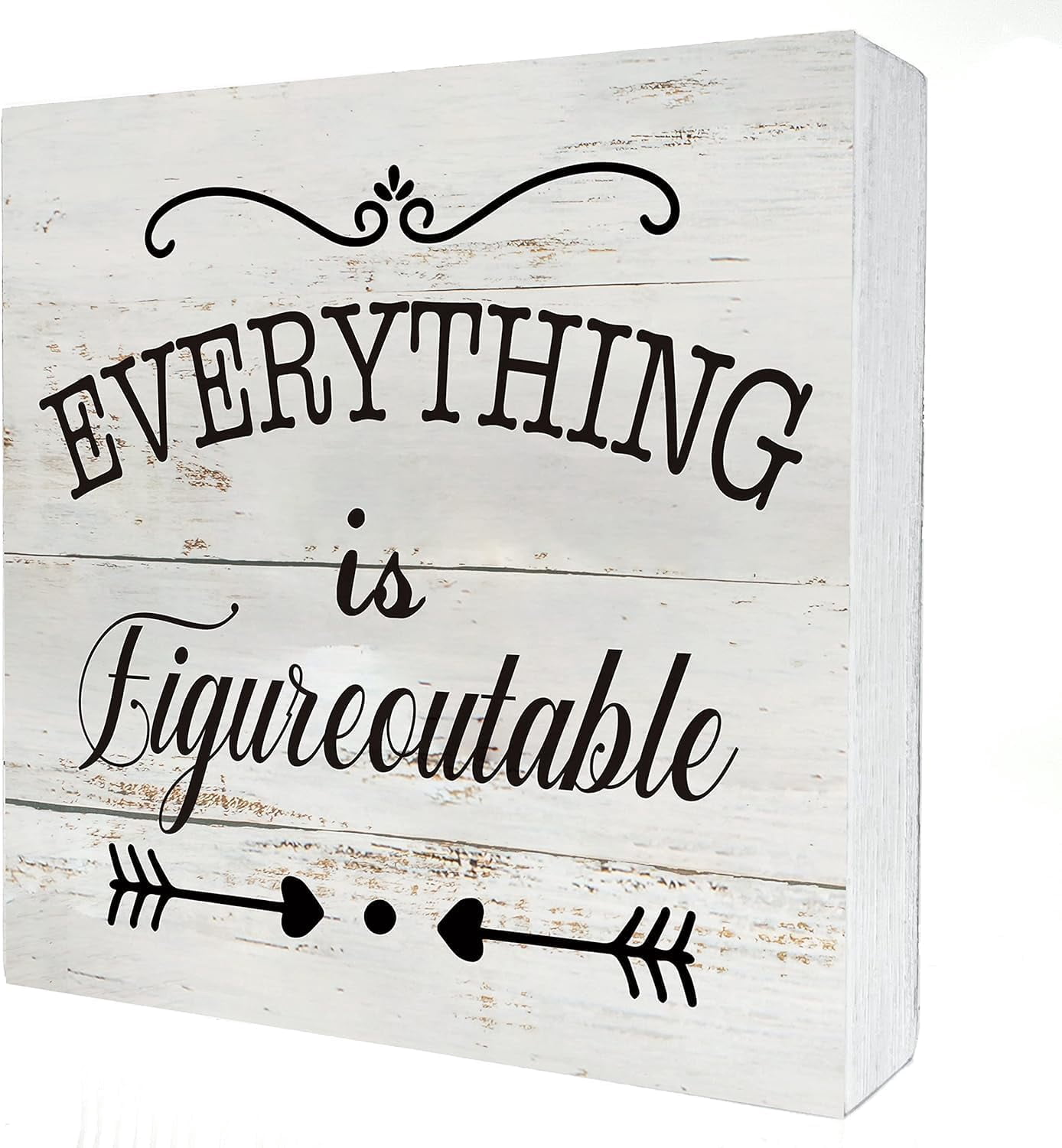 Inspirational Everything is Figureoutable Wooden Box Sign Desk Decor ...