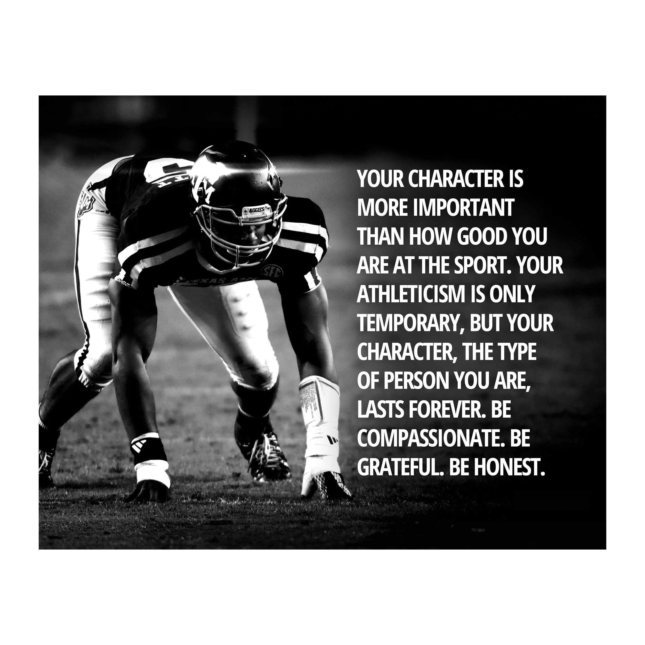 Inspirational Football Poster - "Character Over Athleticism ...