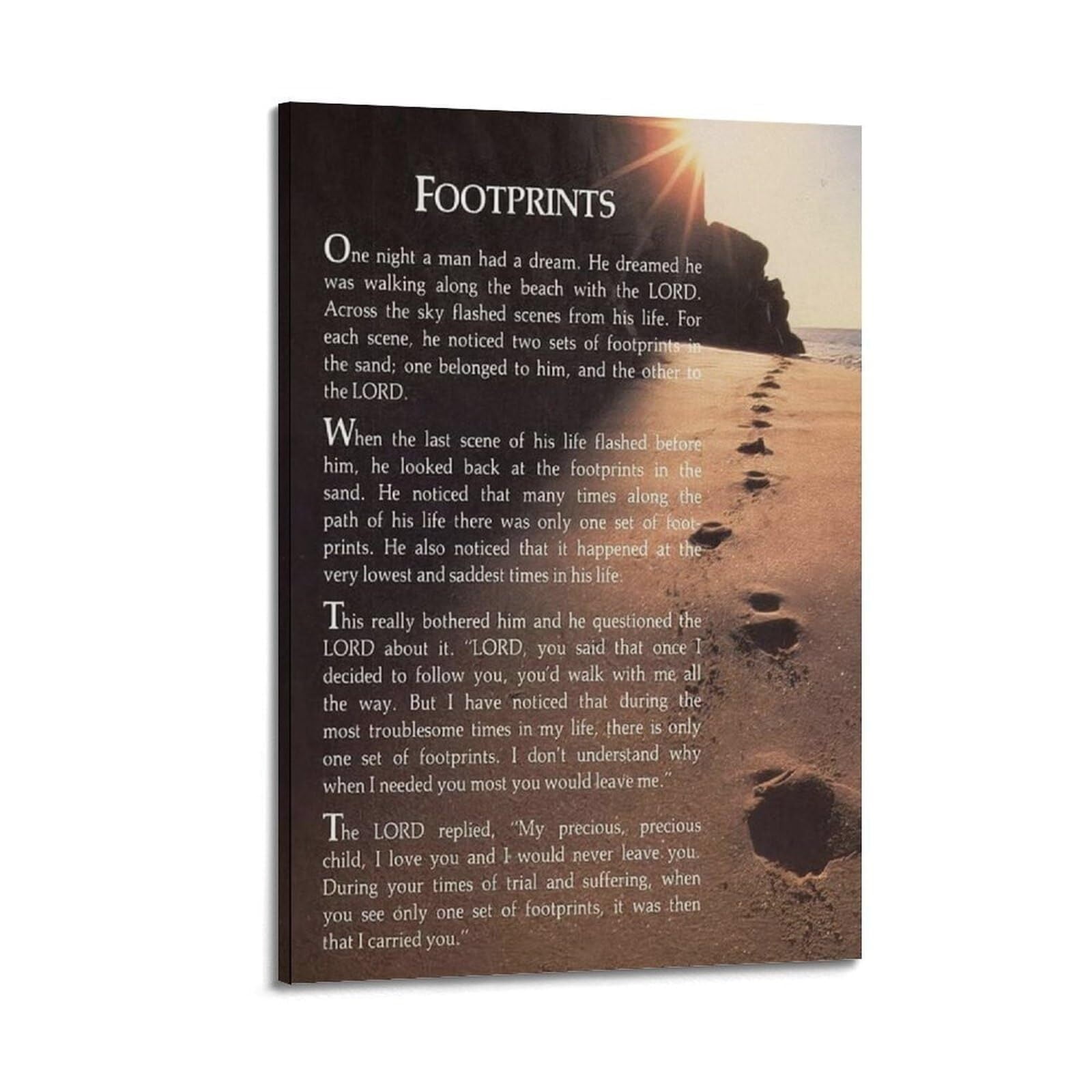 Inspirational Footprints Poem In The Sand Poster Canvas Posters Vintage ...