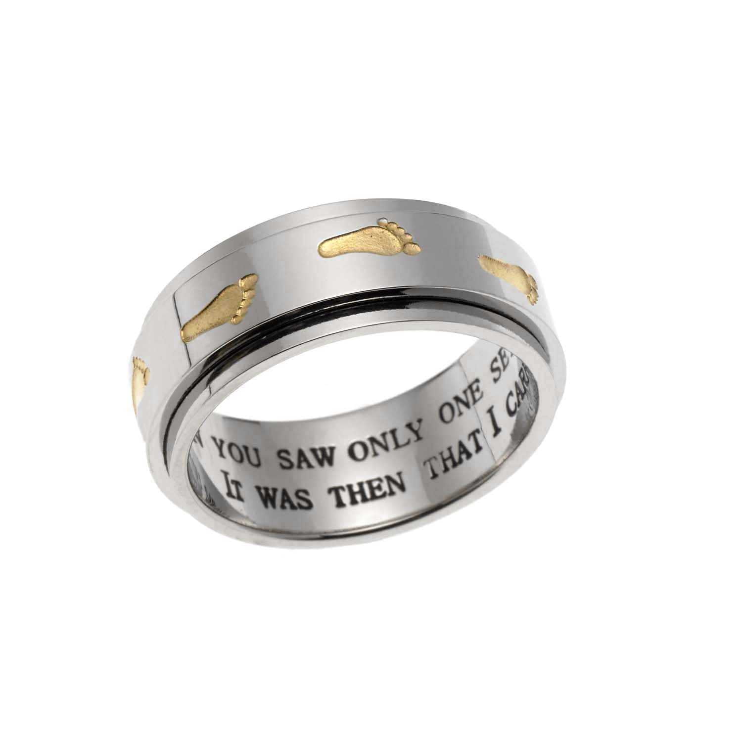 Inspirational Footprints in the Sand Spinner Ring - Stainless Steel ...