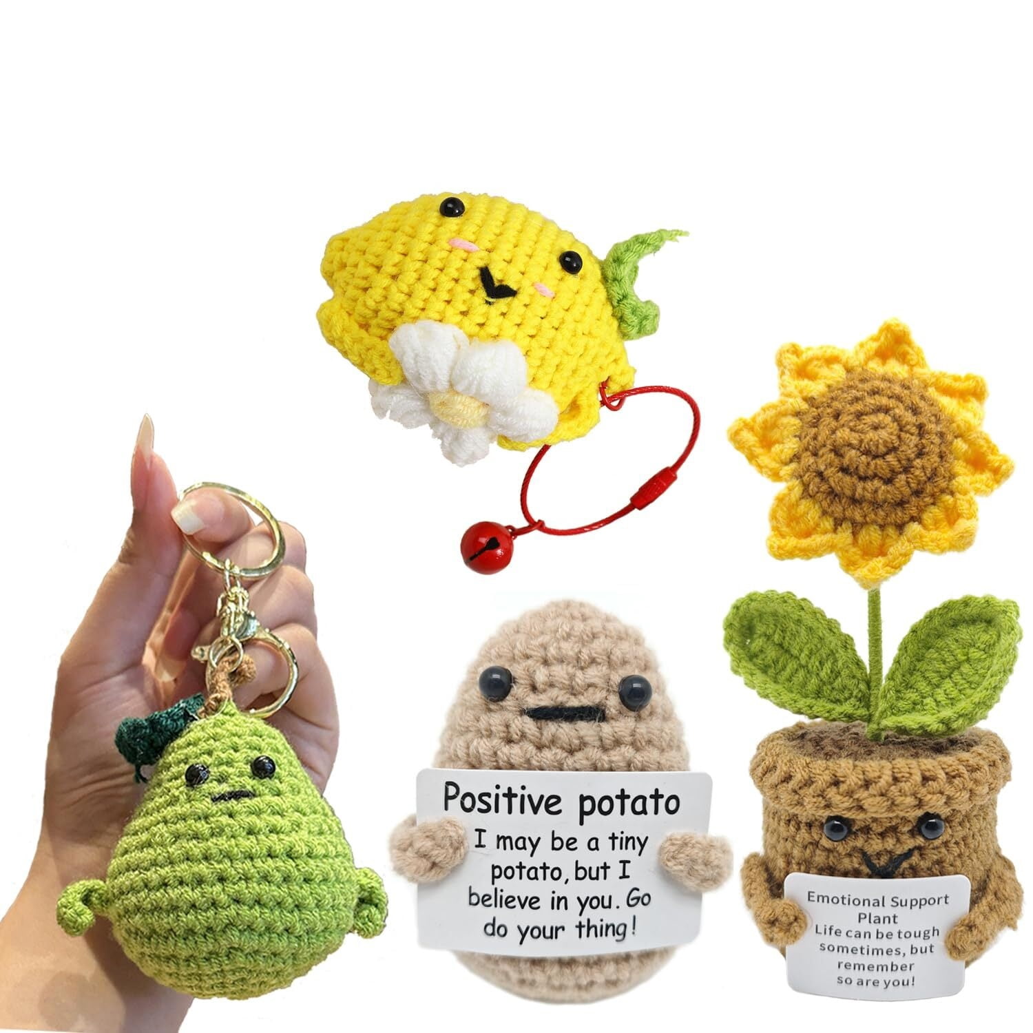 Inspirational Gift Crochet Positive Bee Crochet Doll with Sunflower, I ...