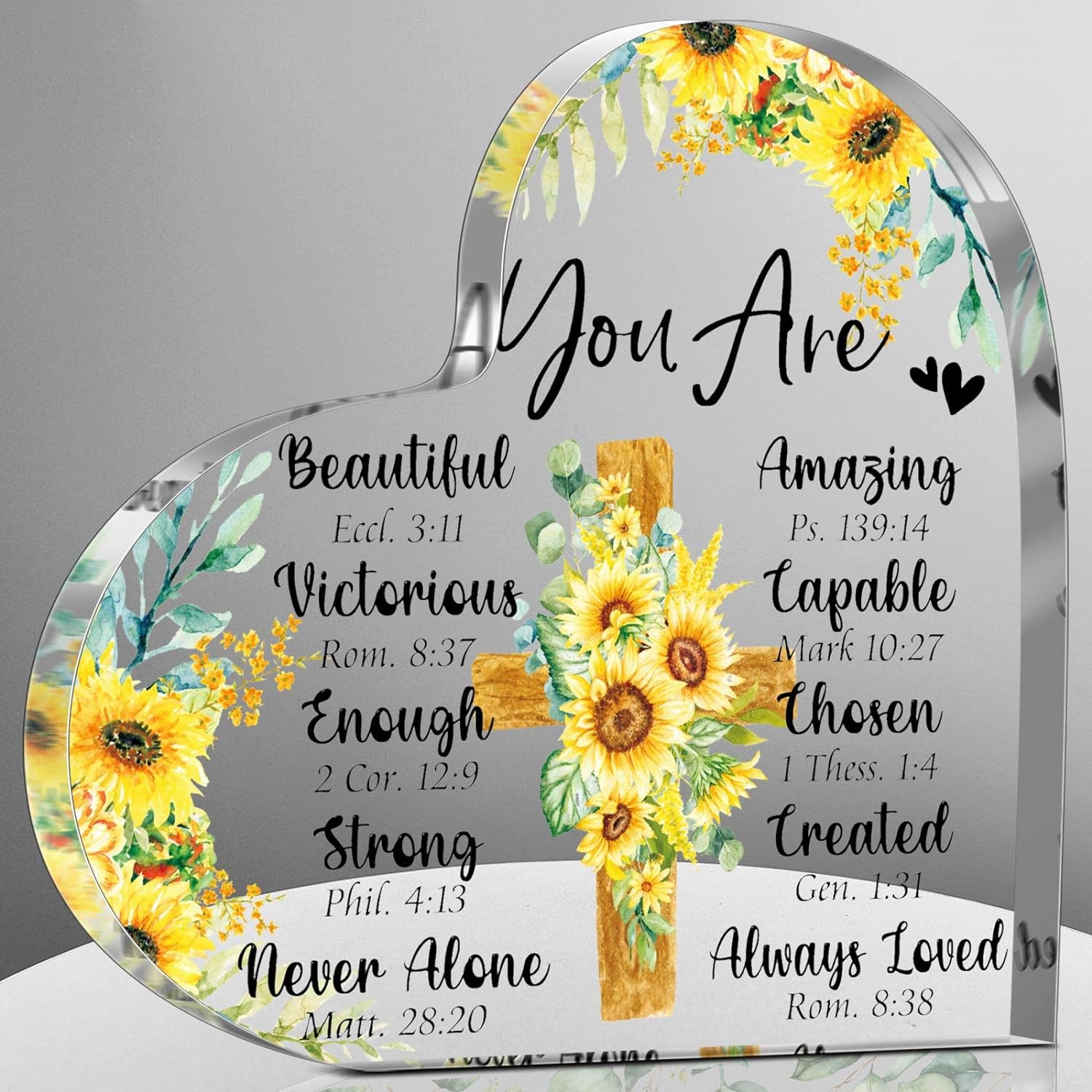 Inspirational Gifts Heart Sunflower Acrylic Gift Christian Religious ...