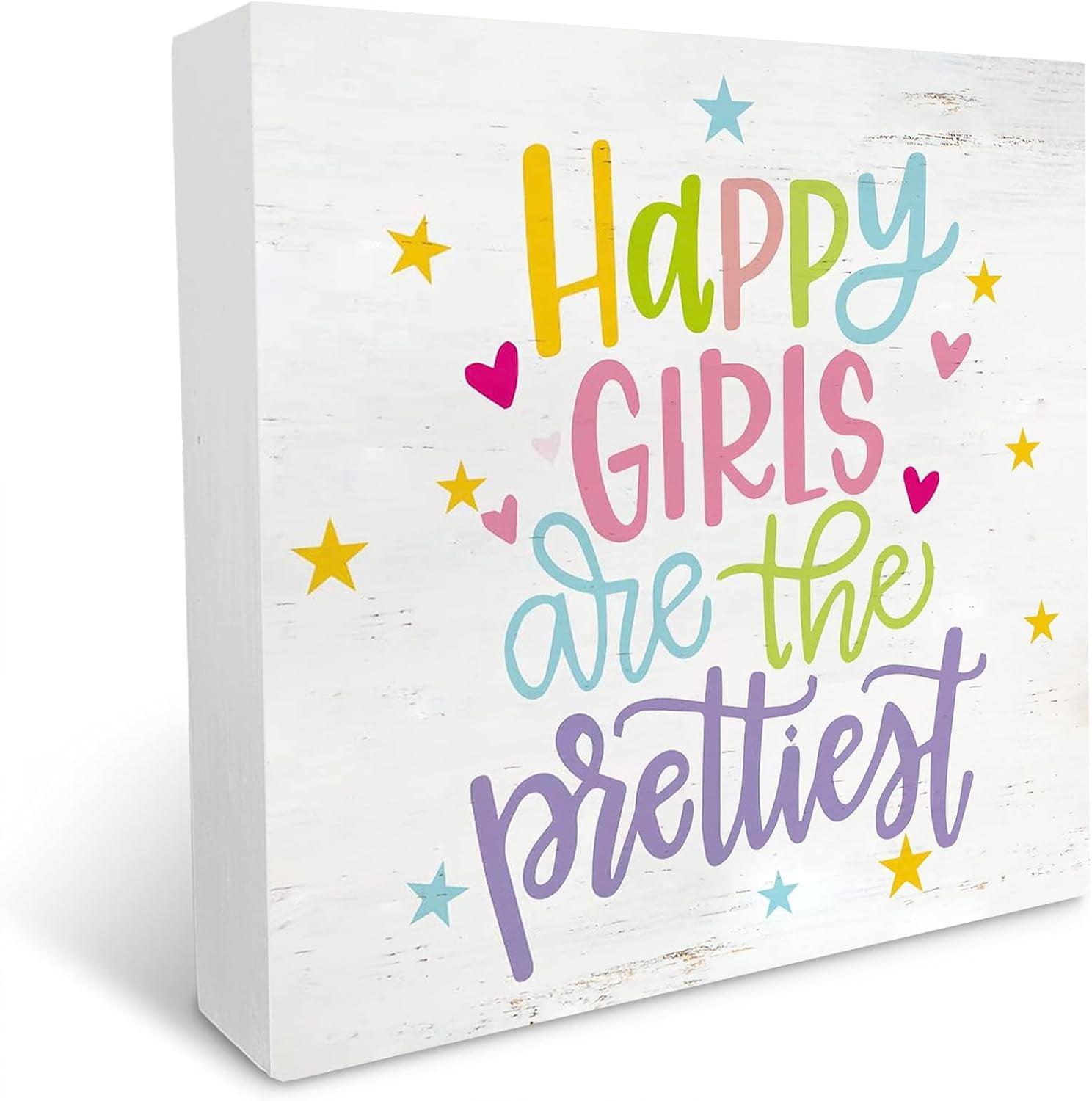 Inspirational Girl Nursery Wood Box Sign Happy Girls are the Prettiest ...