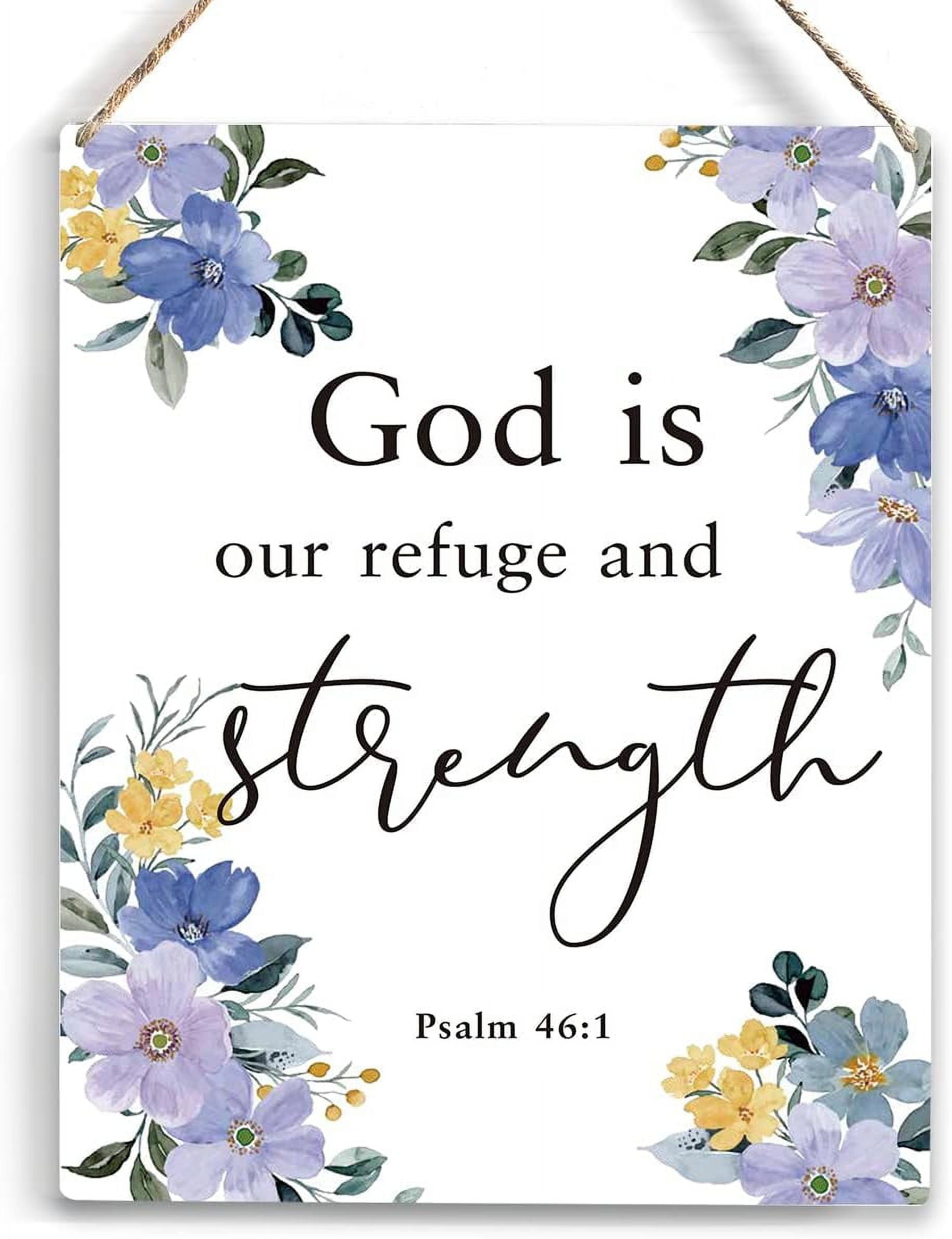 Inspirational God is Our Refuge and Strength Bible Verse Wood Sign ...