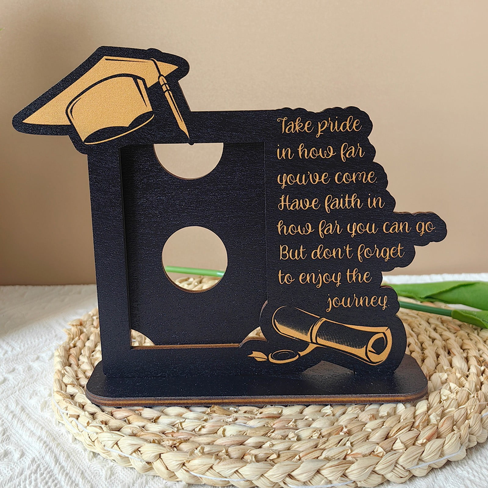 Inspirational Graduation Photo Frame with Cap and Scroll Design Perfect ...