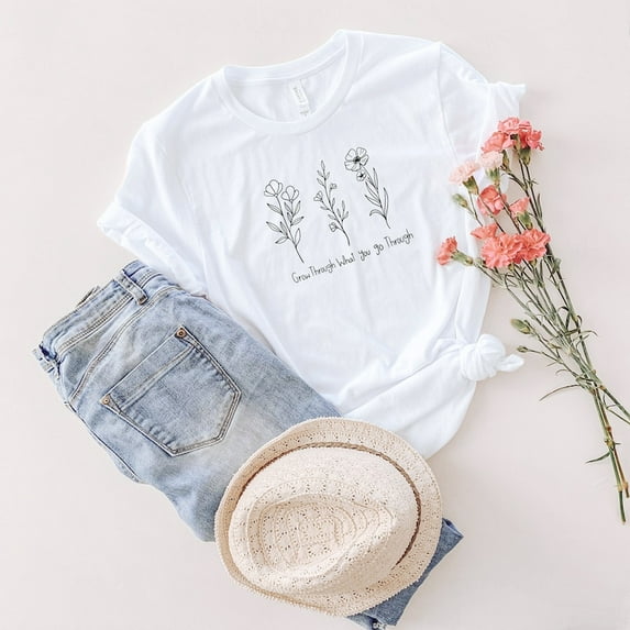 Inspirational Growth Quote Floral Line Art Minimal Botanical Design ...