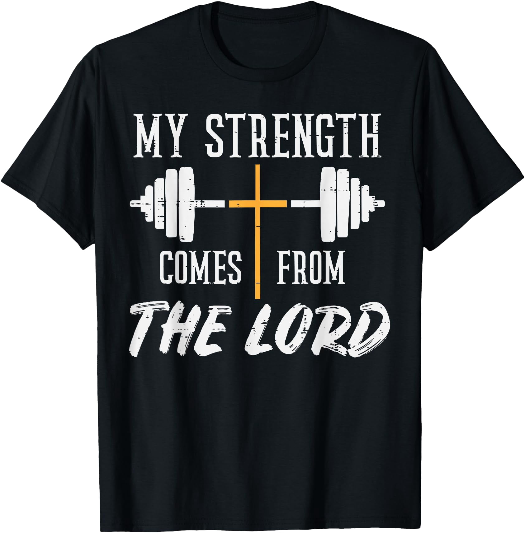 Inspirational Gym T-Shirt with Weights and Cross Design for Christian ...