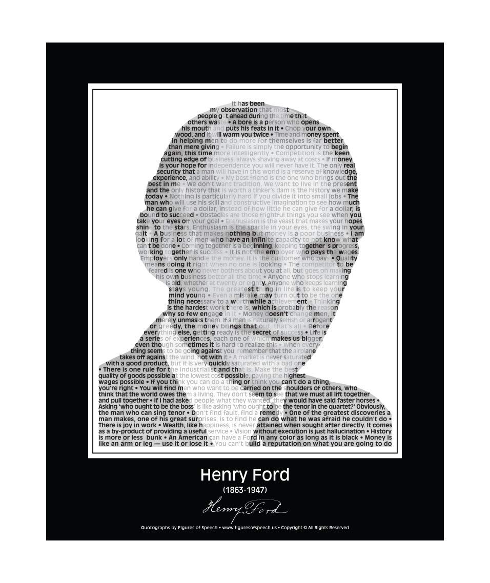 Inspirational Henry Ford Quotes Poster. Henry Ford Print made of Henry ...