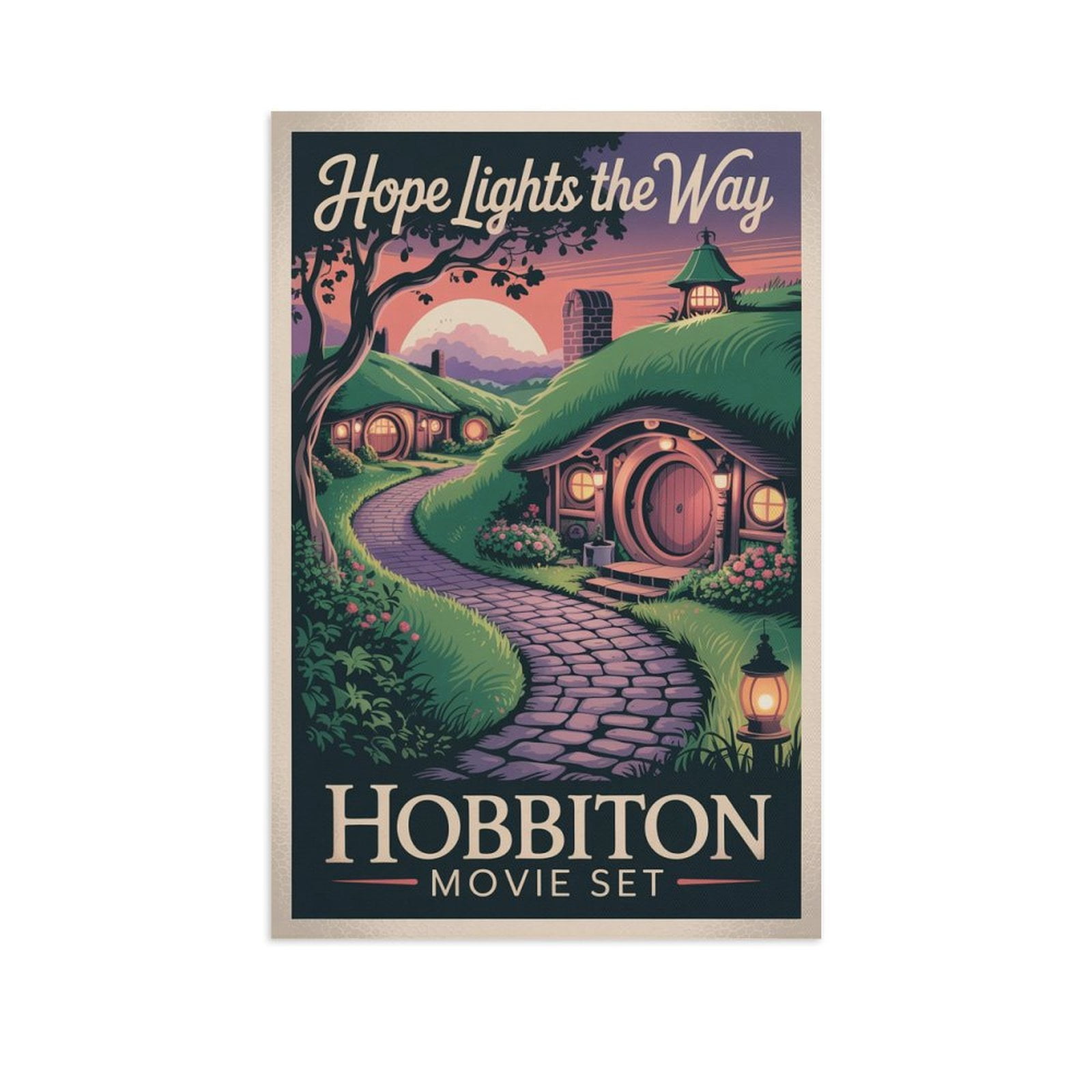Inspirational Hobbiton Movie Set Poster Retro Motivational Vintage ...