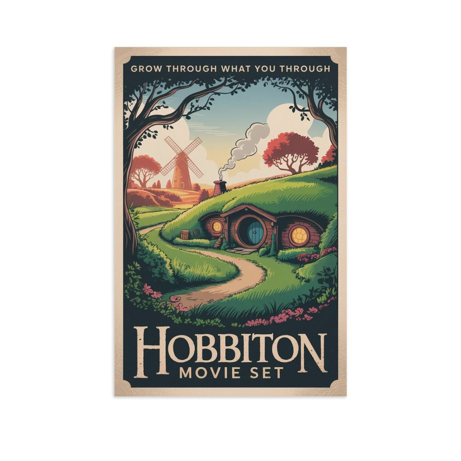 Inspirational Hobbiton Movie Set Poster Retro Motivational Vintage ...