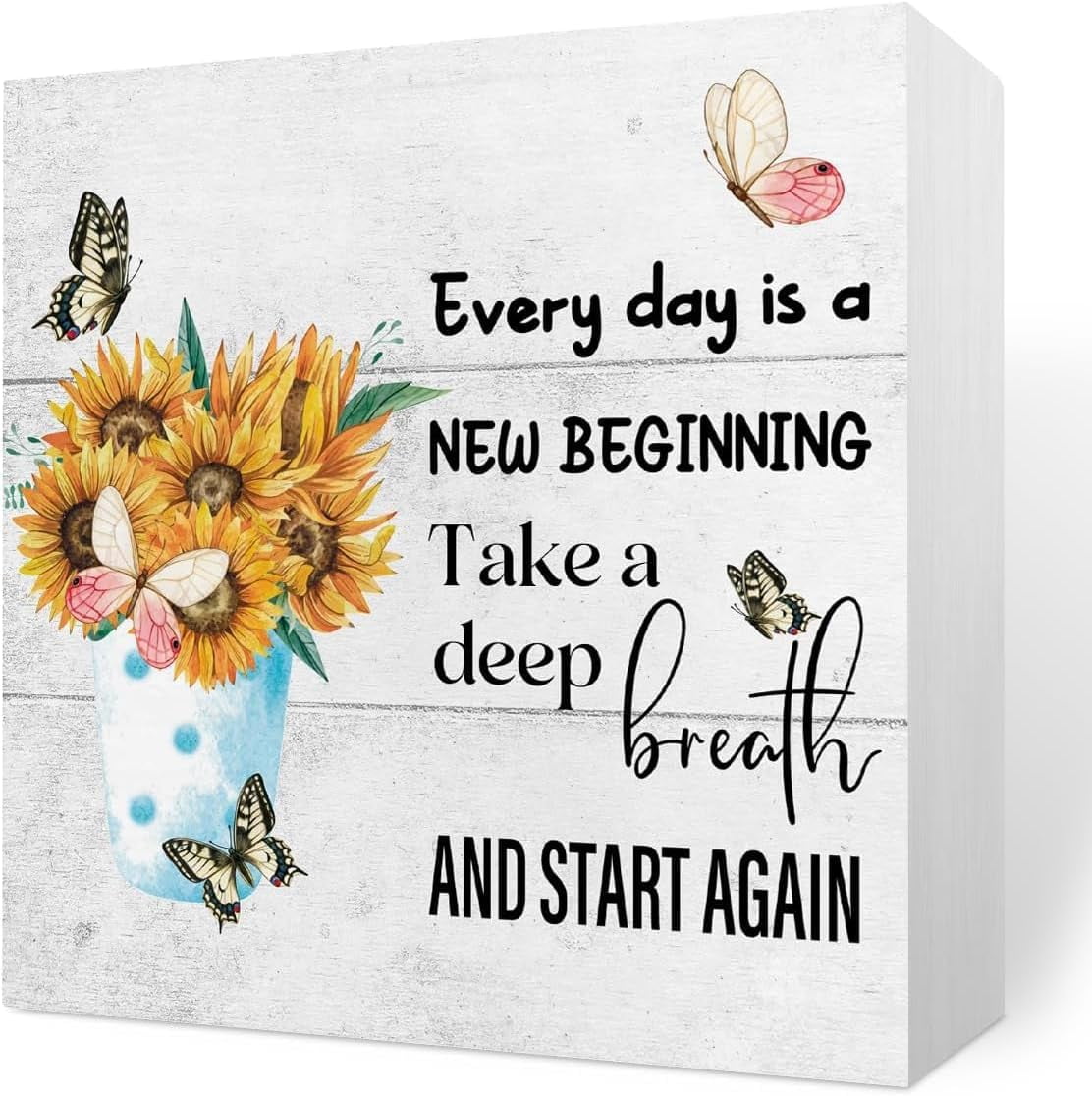 Inspirational Home Office Desk Decor Spring Sunflower Butterfly Wood ...