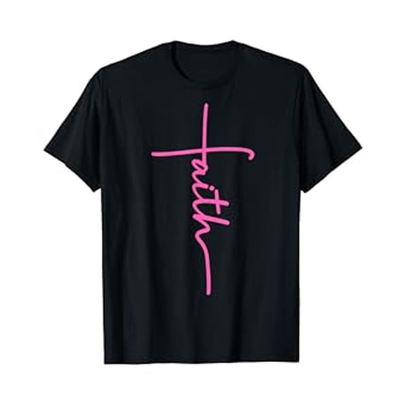 Inspirational Hot Pink Faith Cross T-Shirt Thoughtful Gift for ...