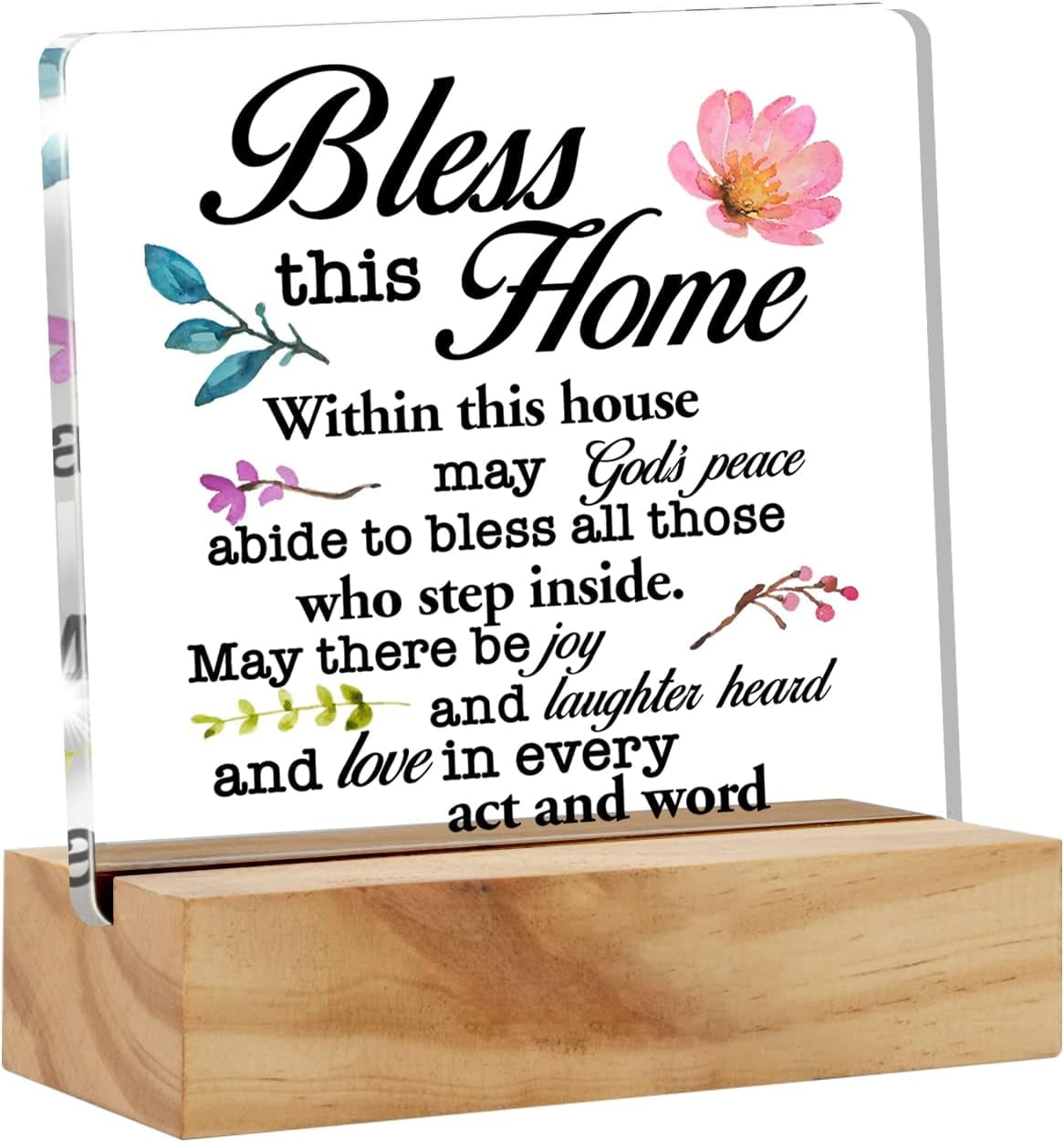 Inspirational House Warming Gifts Home Bless this Home Quote Desk Decor ...