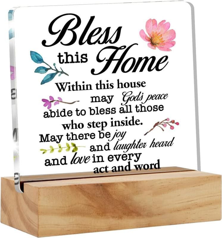 Inspirational House Warming Gifts Home Bless This Home Quote Desk Decor ...