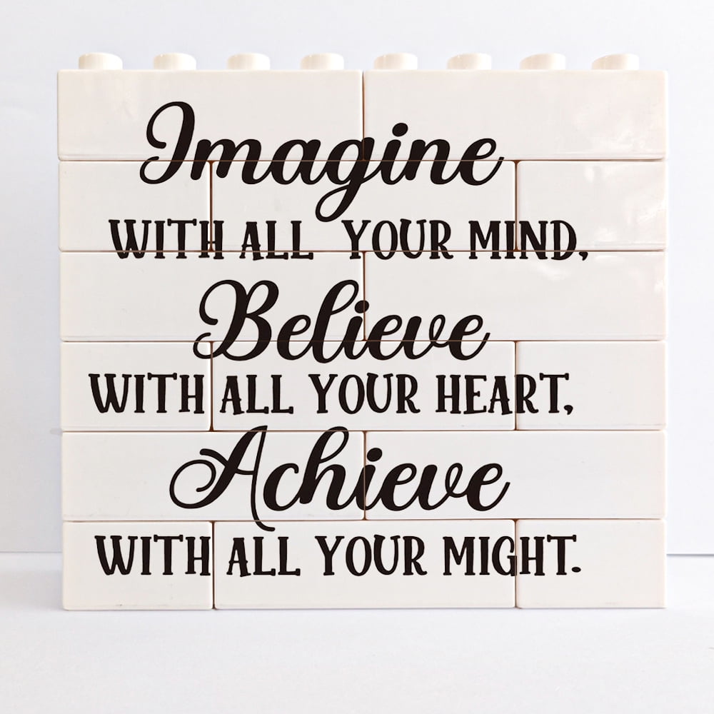 Inspirational Imagine Believe Achieve Building Bricks Blocks Puzzles ...