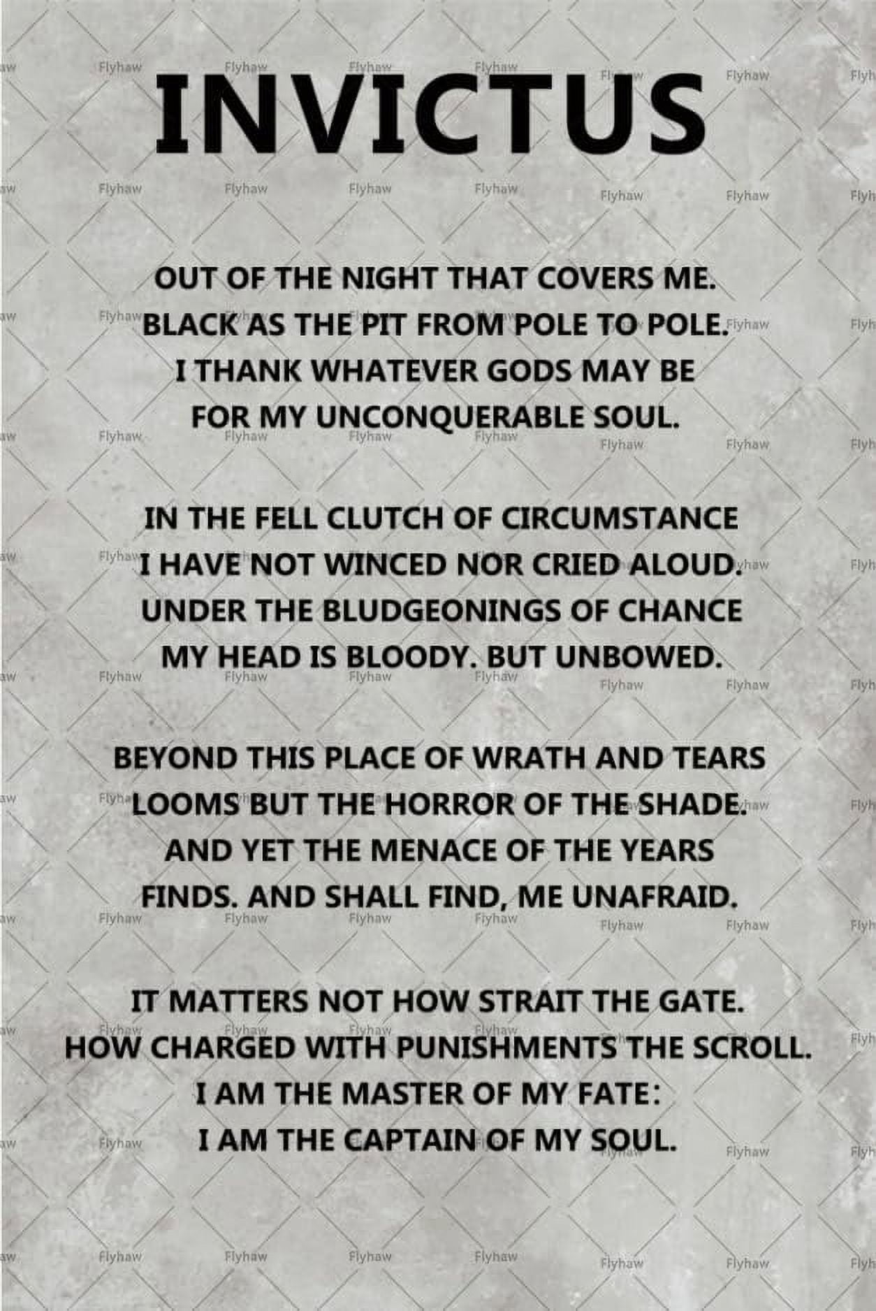 Inspirational Invictus Tin Signs Wall Art Home Office Tin Poster Retro ...