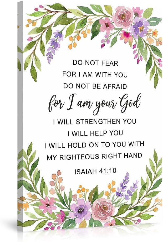Inspirational Isaiah 41:10 Bible Verse Canvas Wall Art Christian Home ...