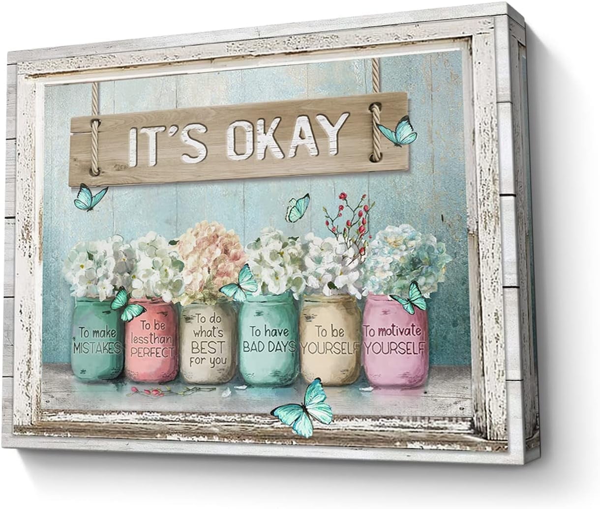 Inspirational It's Okay Canvas Wall Art Encouraging Bible Verses On ...