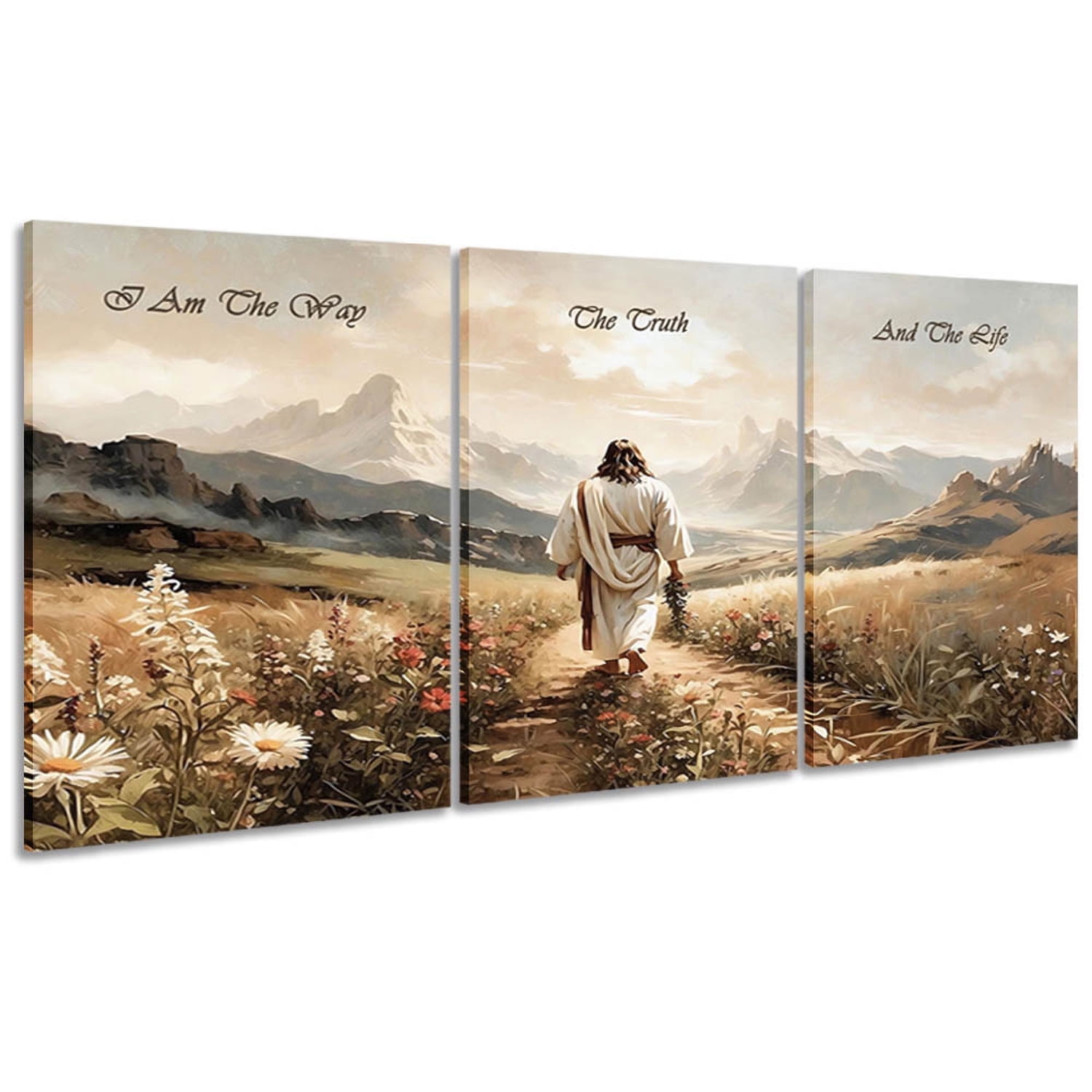 Inspirational Jesus Poster Set of 3 - 16''x24'' Unframed Canvas Wall ...