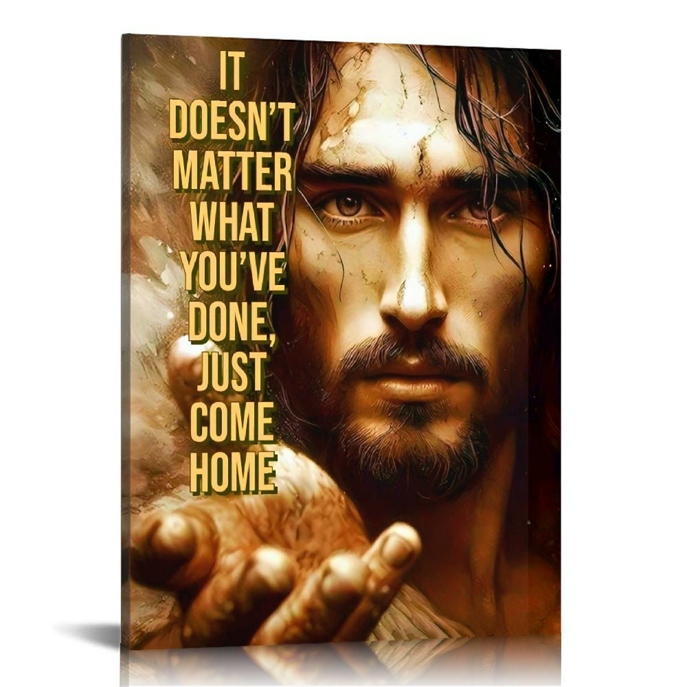 Inspirational Jesus Reaches Out His Hand Canvas Wall Art - Framed Wall ...