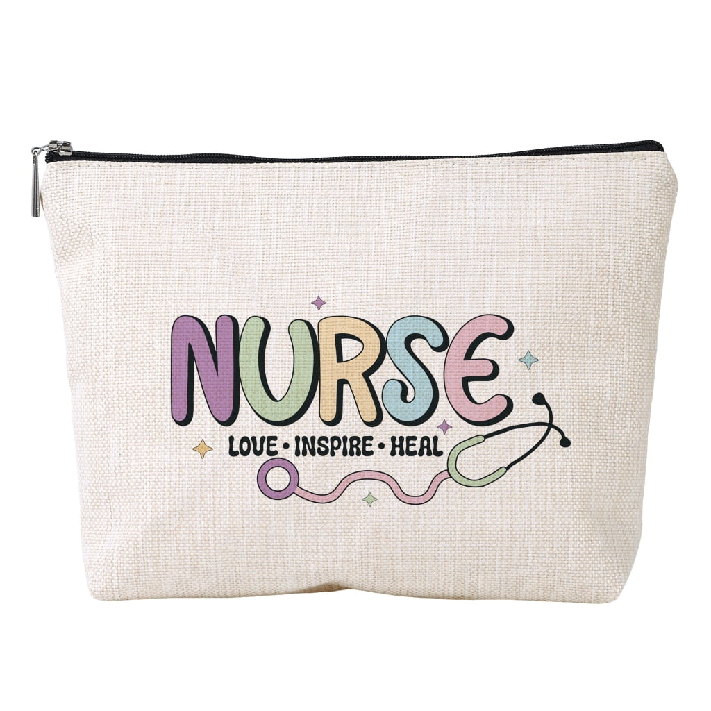 Inspirational Letters Printed Makeup Bag for Women Imitation Linen ...