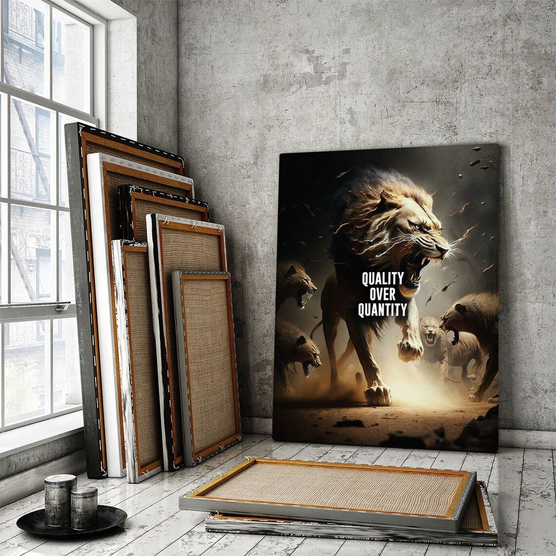 Inspirational Lion Art Quote Poster, Motivational Office Decor ...