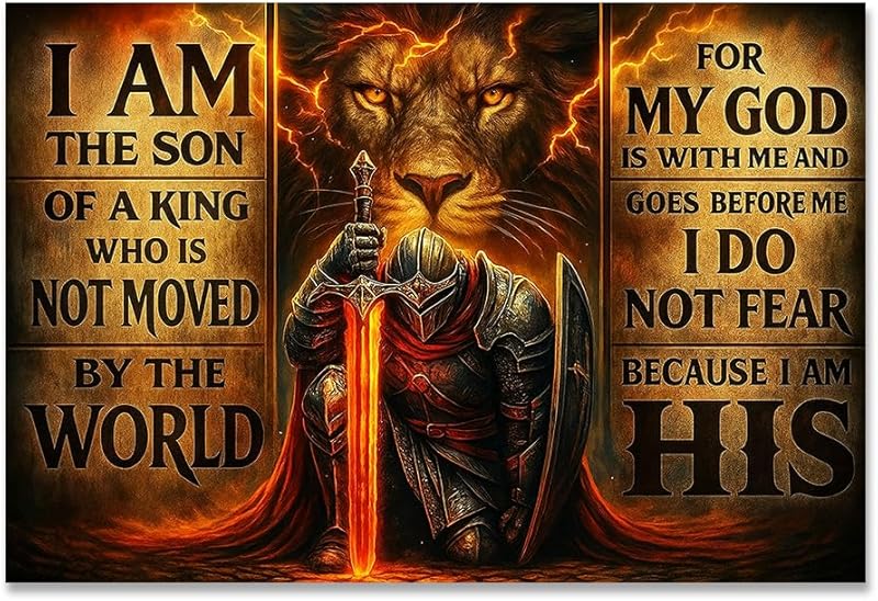 Inspirational Lion Knight Wall Art,Christian Warrior Canvas Prints ...