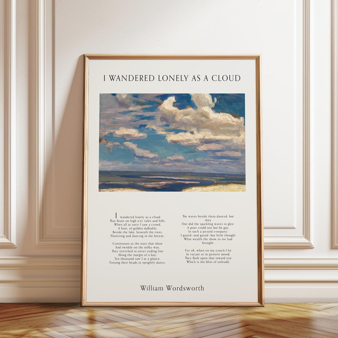 Inspirational Literary Sky And Sea Poster - I Wandered Lonely As A Cloud Poem By William ...
