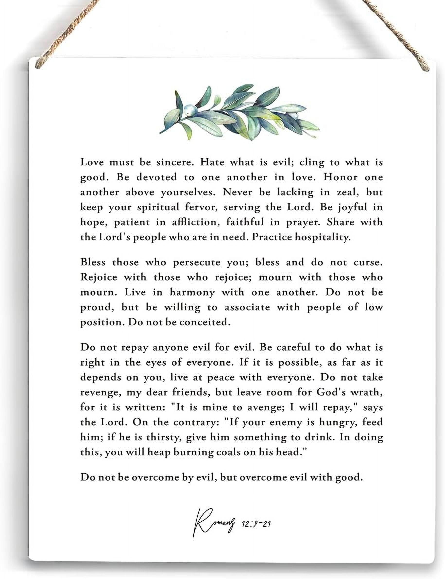 Inspirational Love Must Be Sincere Bible Verse Wood Sign Rustic Romans ...