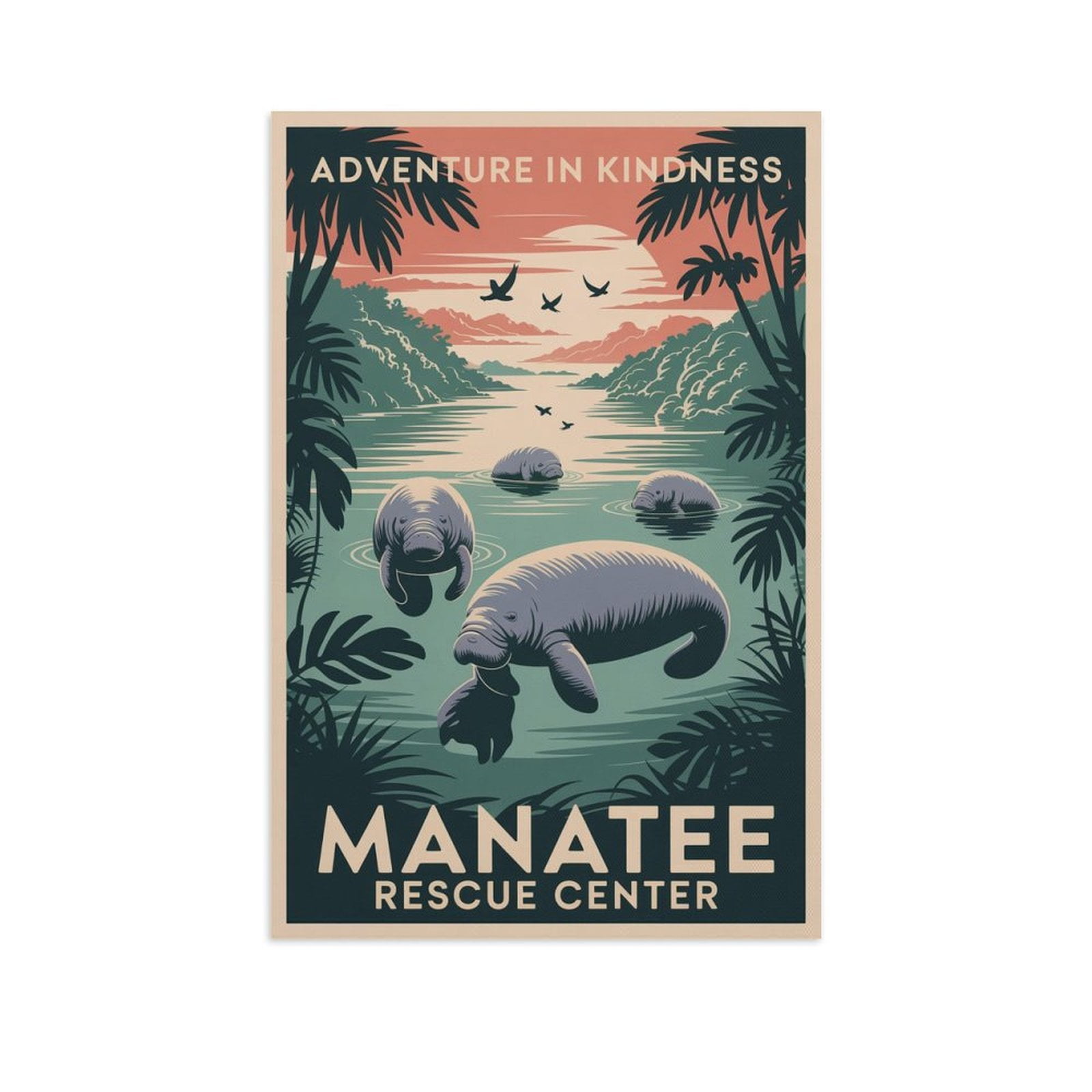 Inspirational Manatee Rescue Center Poster Retro Motivational Vintage ...
