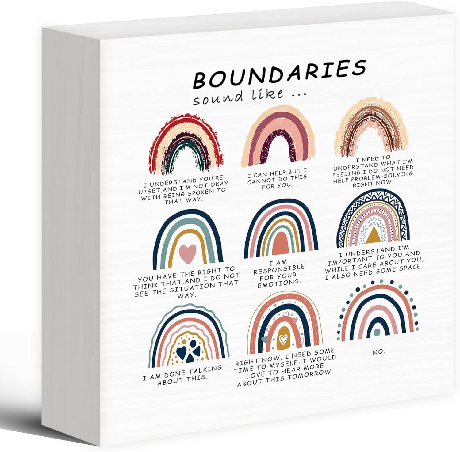 Inspirational Mental Health Wood Box Sign Desk Decor, Boho Rainbow ...